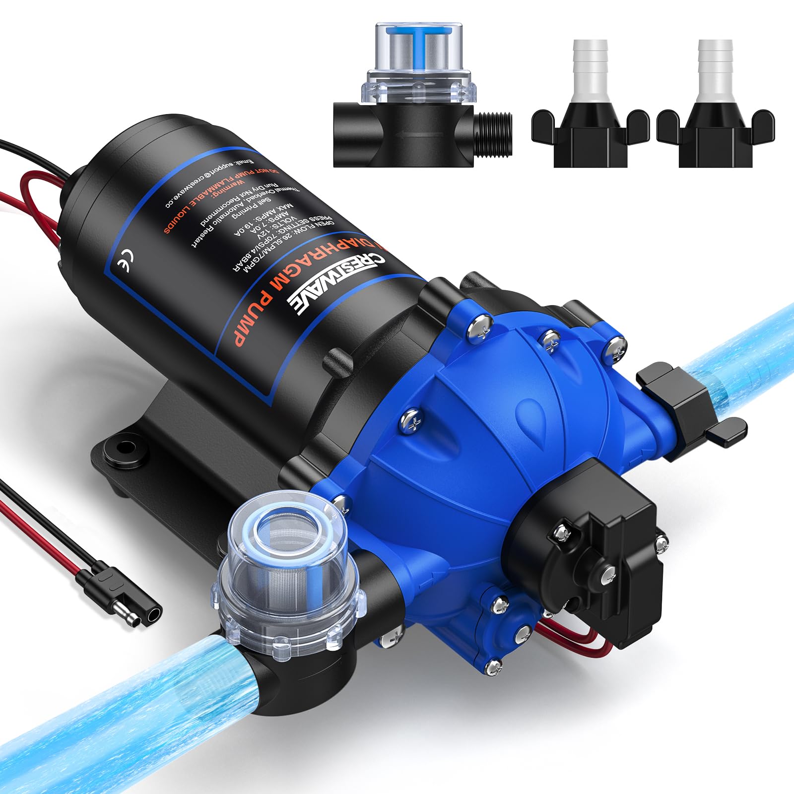 Amazon.com: 2025 Upgraded RV Fresh Water Pump 7GPM 70PSI, 12V DC Water ...