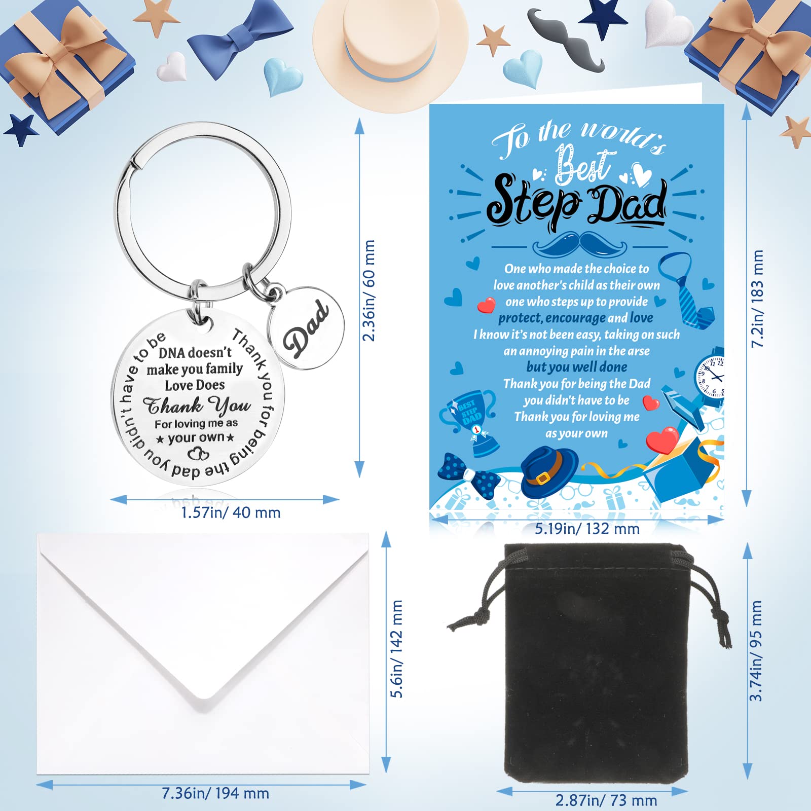 HOWAF Step Dad Fathers Day Card, Happy Father’s Day Card Step Dad Card ...