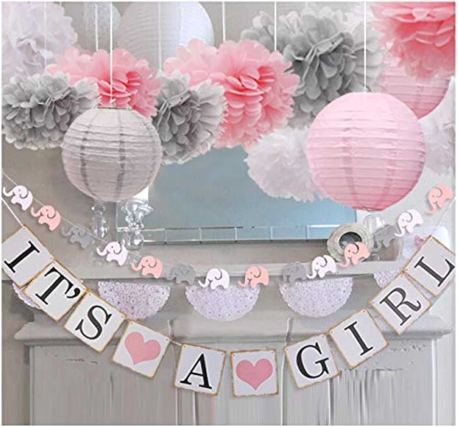 Amazon.com: luckylibra Baby Girl Baby Shower Decorations, It is a Girl ...