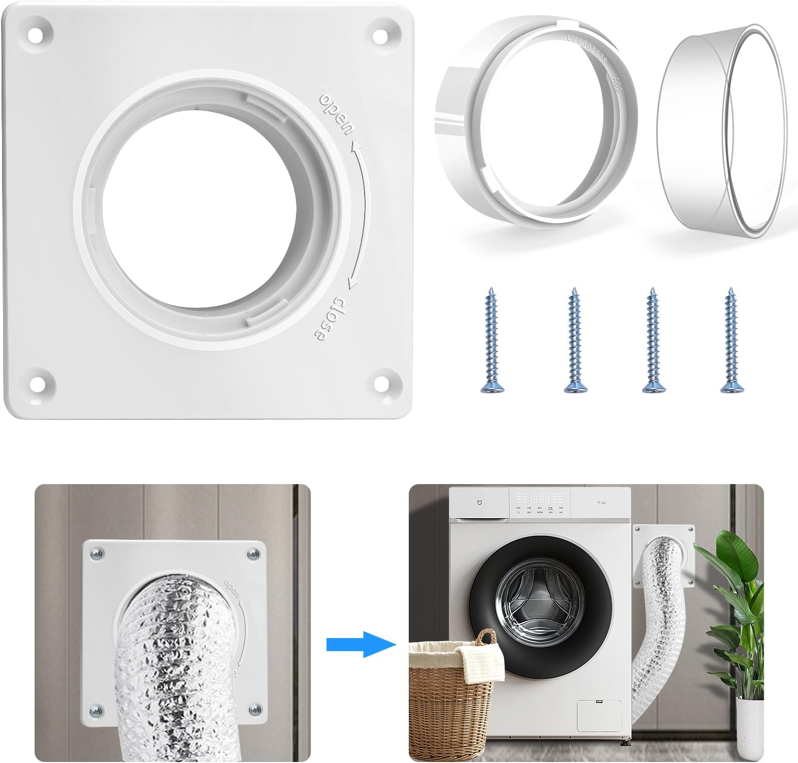 Amazon.com: Dryer Vent Connector Kit, Dryer Vent Wall Plate Adapter ...