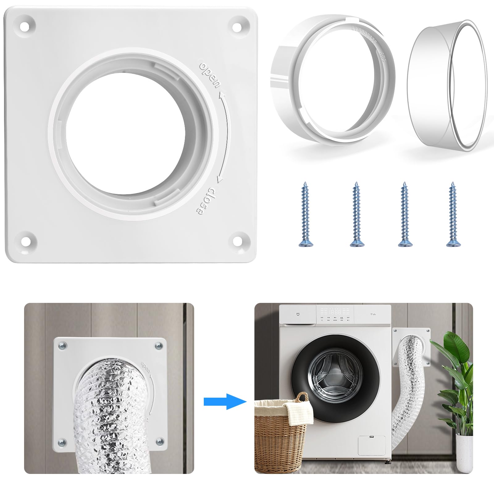 Amazon.com: Dryer Vent Connector Kit, Dryer Vent Wall Plate Adapter ...