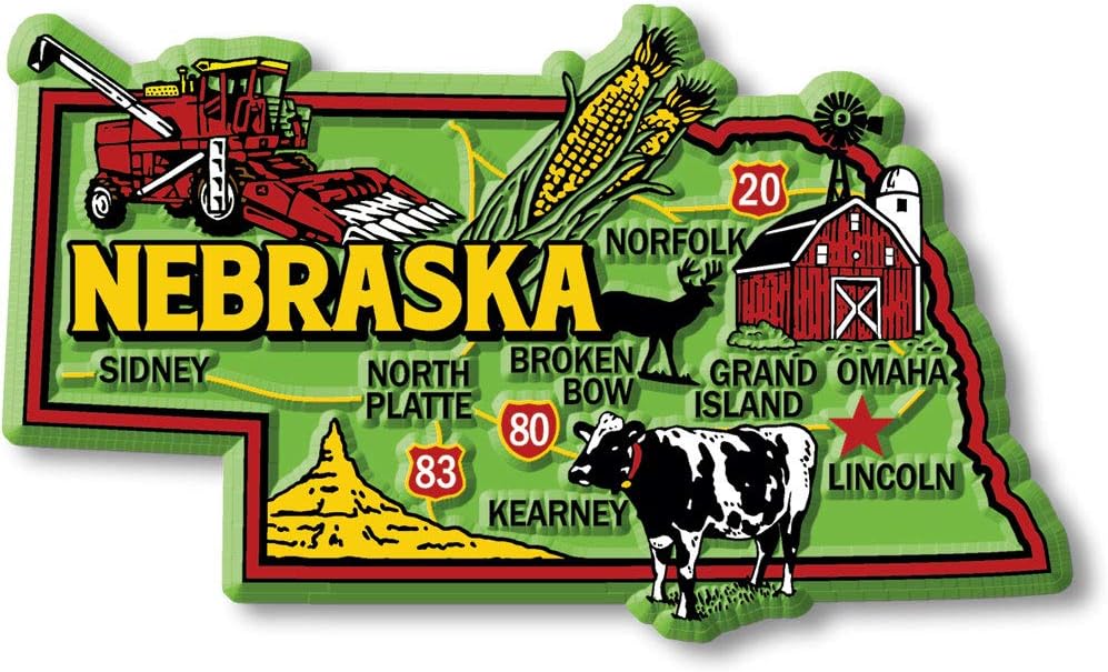 Amazon.com: Nebraska Colorful State Magnet by Classic Magnets, 3.9" x 2 ...