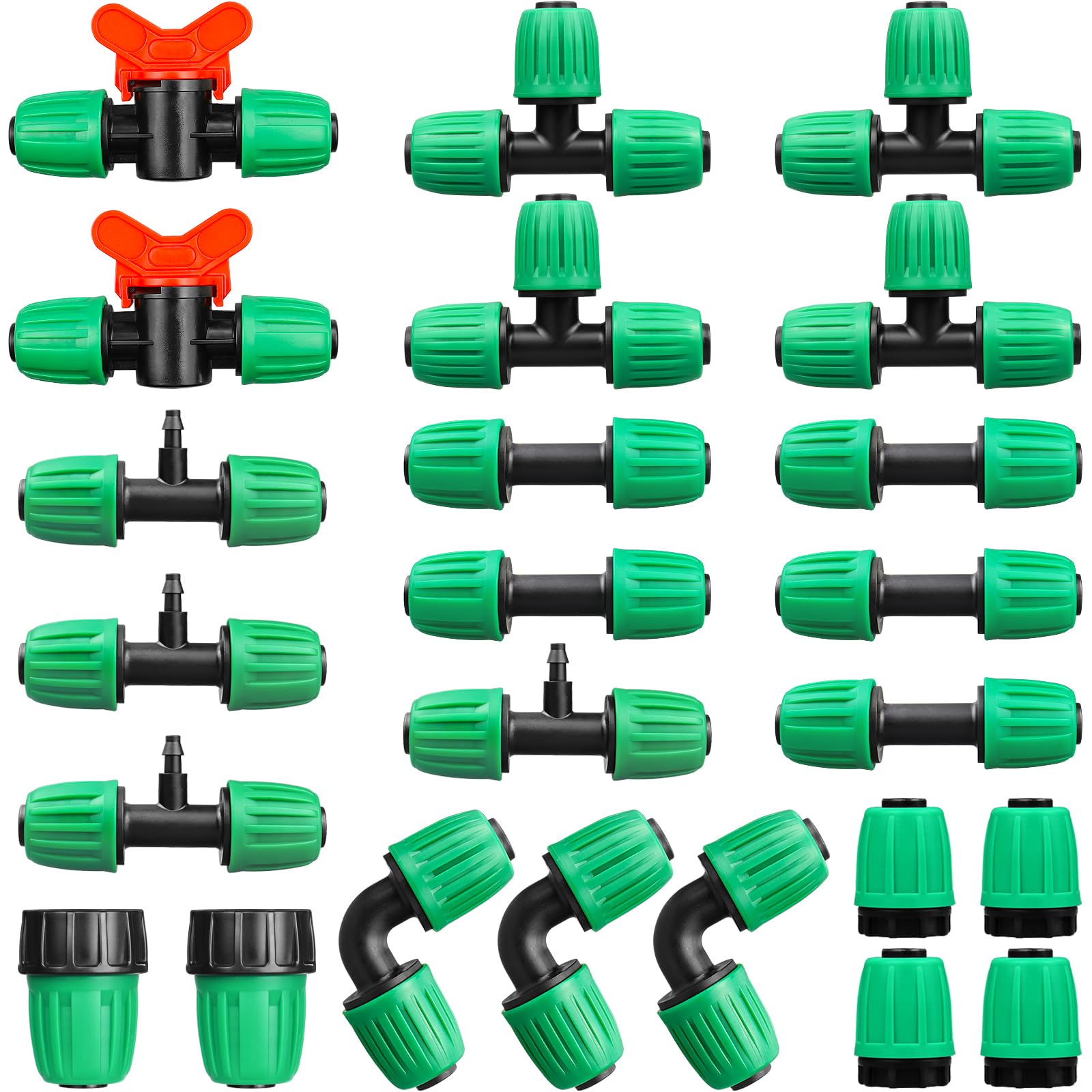 Amazon.com : Drip Irrigation Fittings for 1/2 Inch Tubing, 24 Pcs Set 1 ...