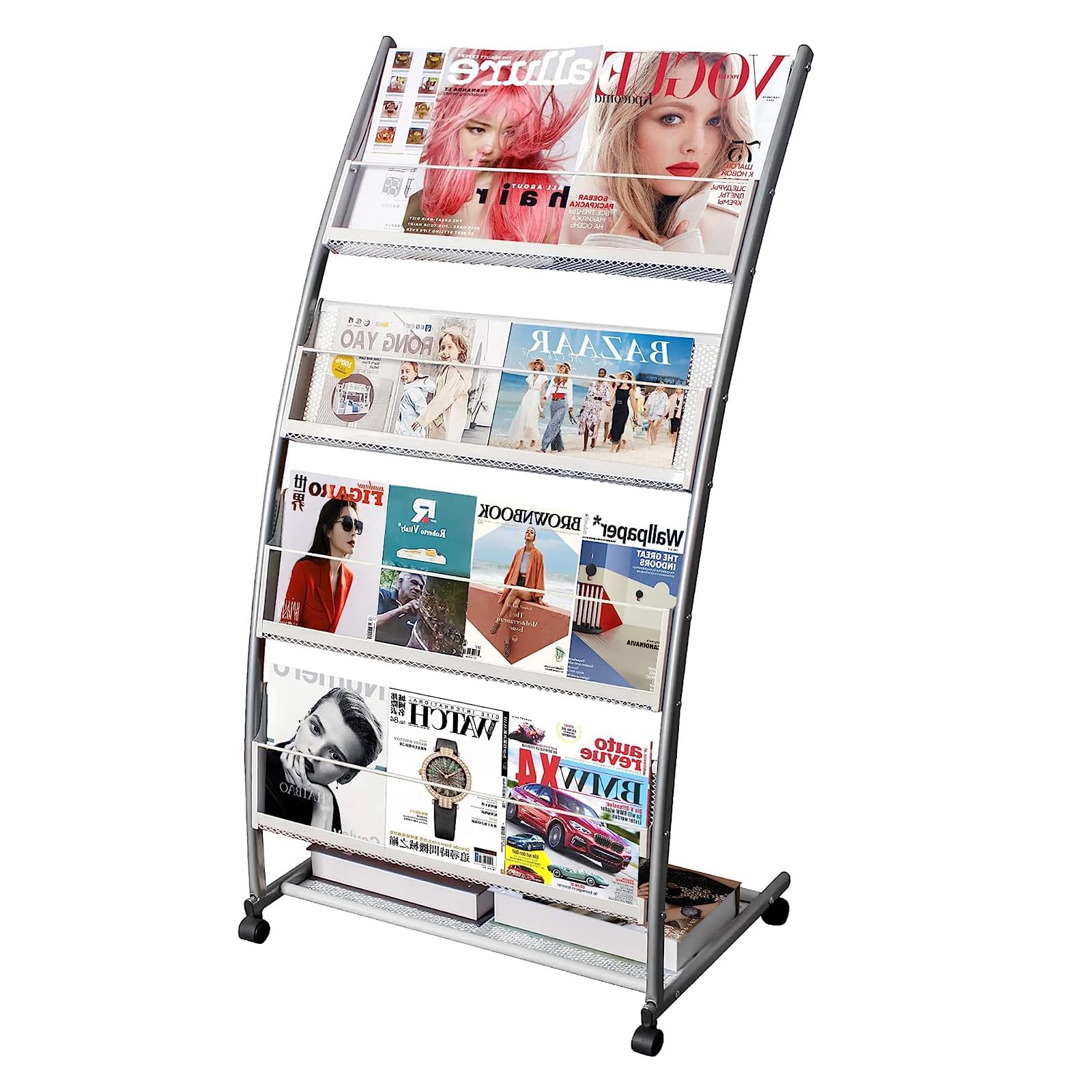 SUNDOY 4-Pocket Floor Standing Brochure Display Stand – Metal Magazine ...