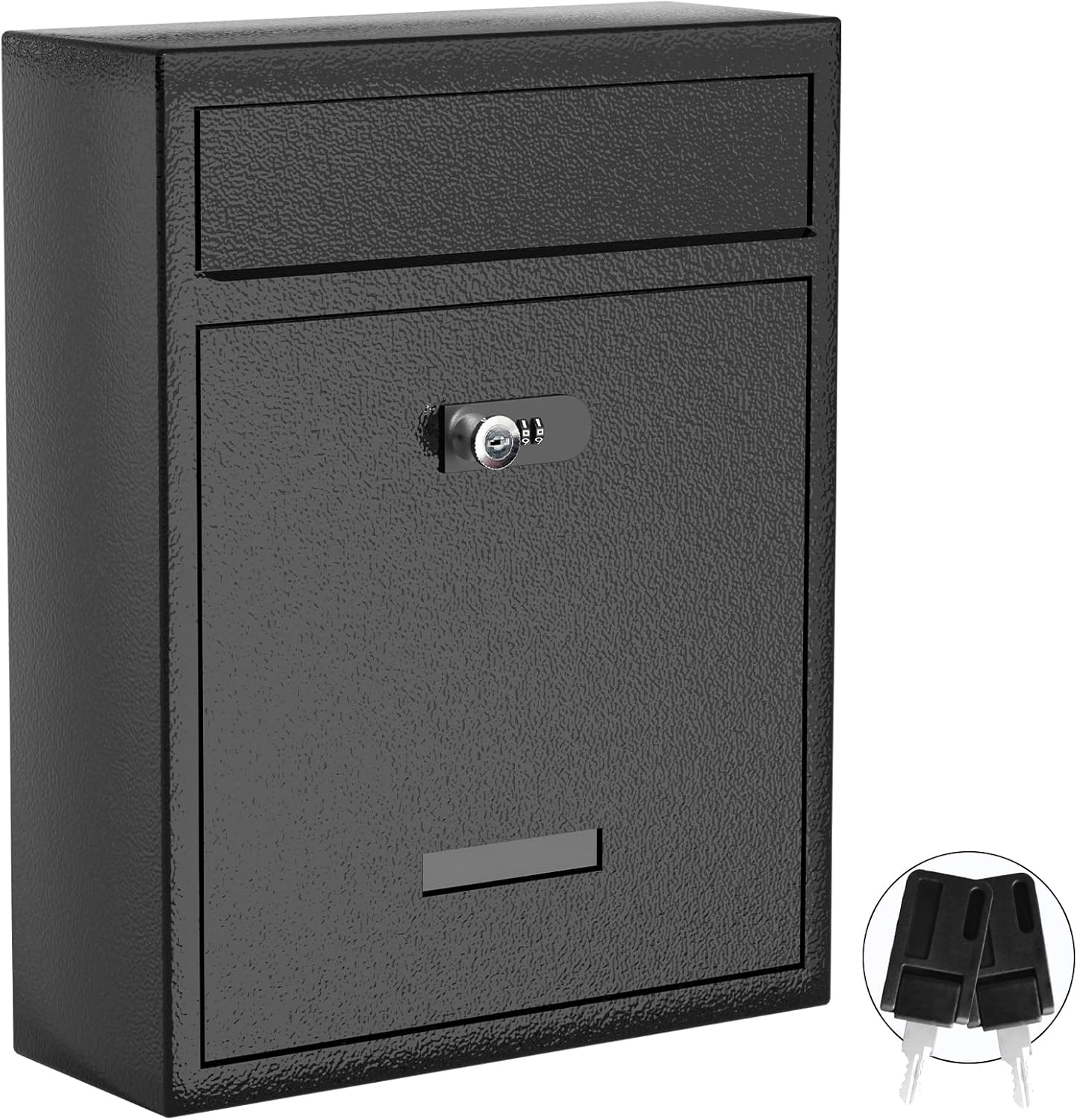 Wall Mount Mailbox (Upgraded Design), 12 Inch Metal Mailbox with Key ...