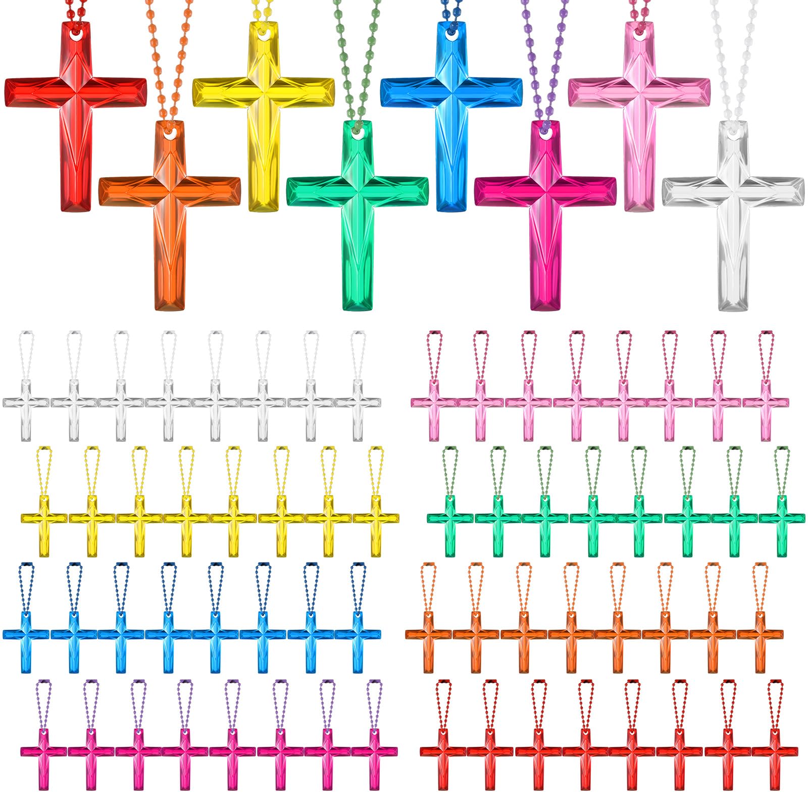 Amazon.com: Equsion 48 Set Crystal Cross Charms Mini Plastic Cross ...