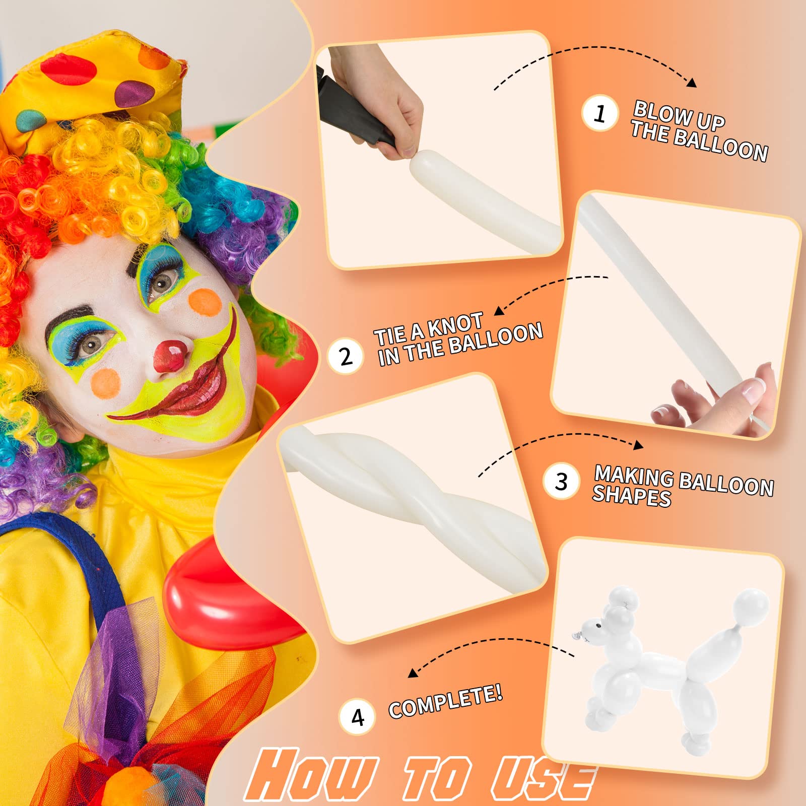 Snapklik.com : RUBFAC 260 Balloons White Long Balloons For Tying ...