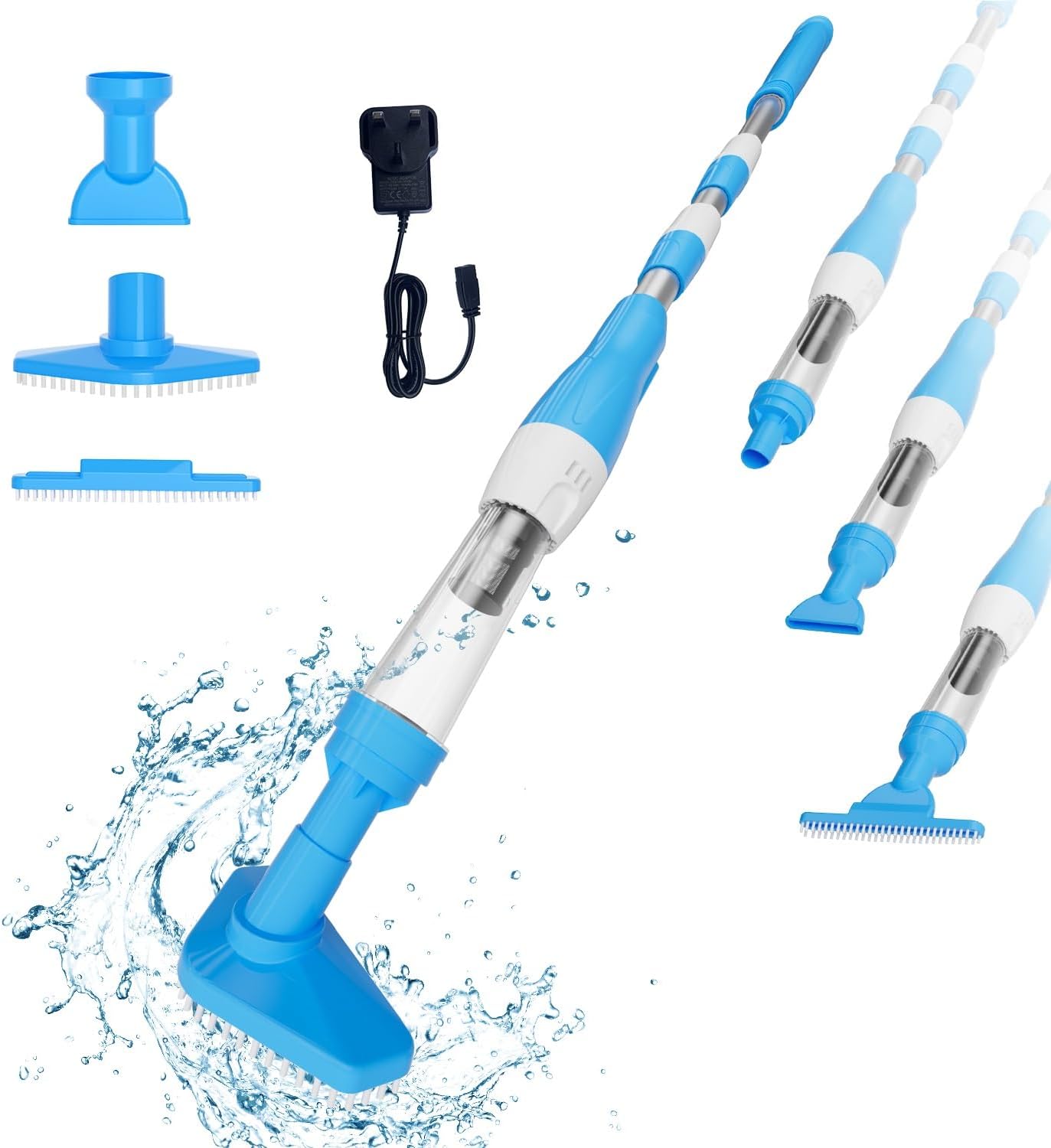 PoolyPoly Pool Vacuum Cleaner, 3 in 1 Electric Pool Hoover with Length ...