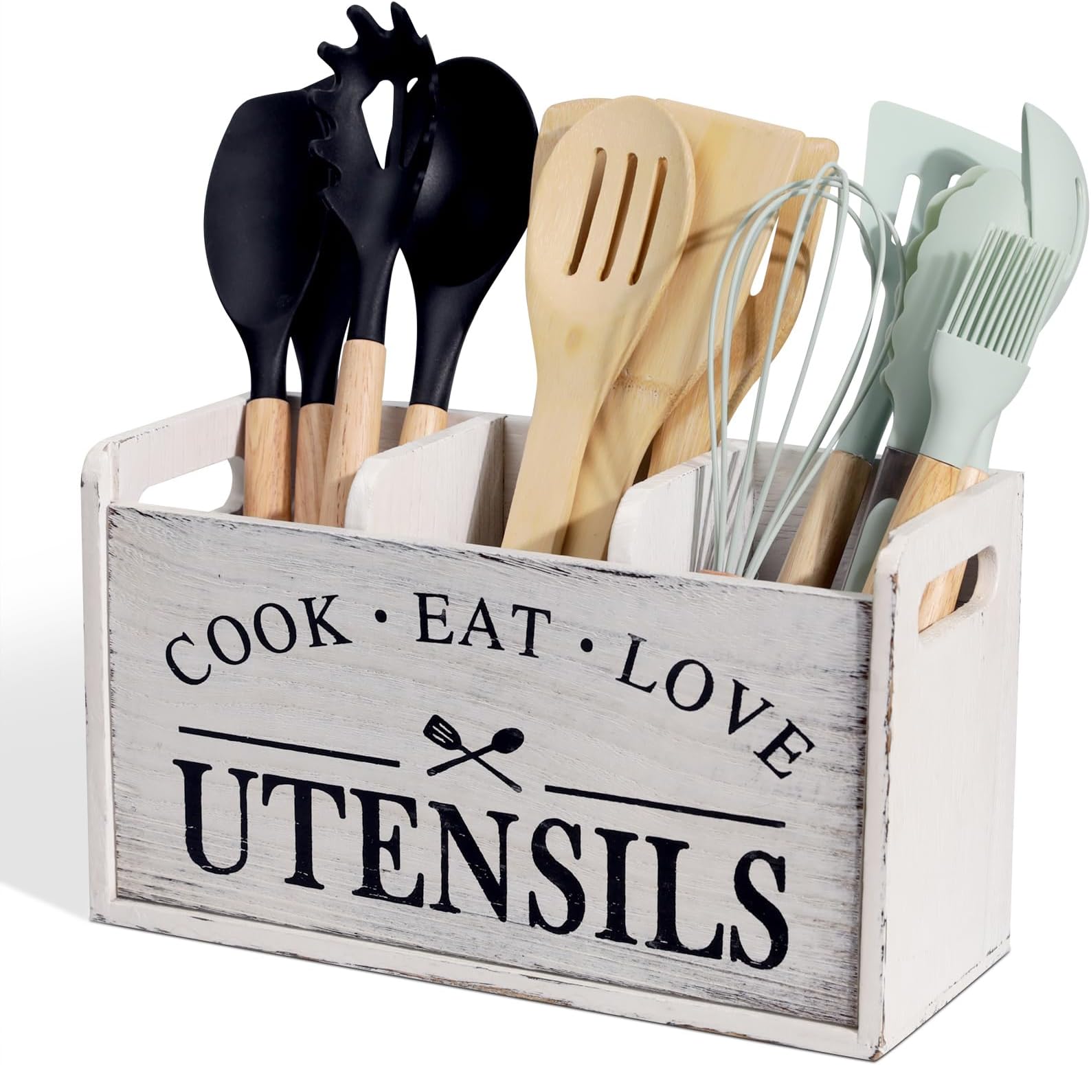 Amazon.com: Uituka Utensil Holder Organizer Countertop for Kitchen Wood ...