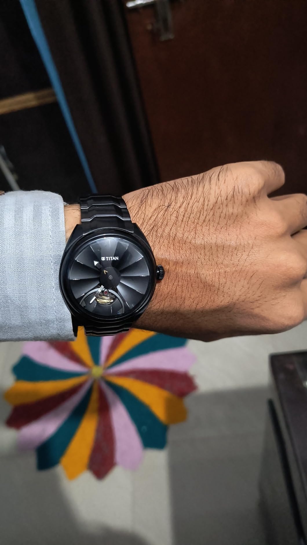 Titan Stellar Automatic Black Dial Black Stainless Steel Strap Watch ...