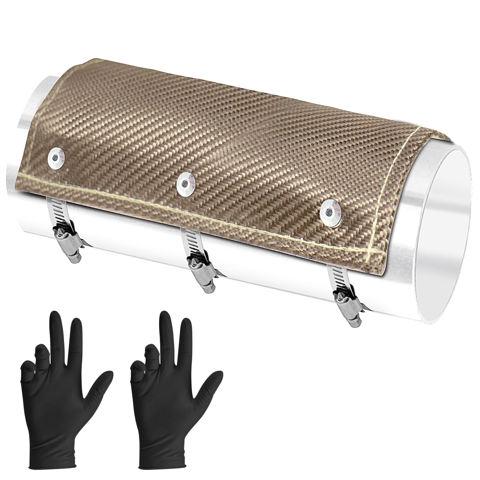 Amazon.com: Titanium Pipe Shield, 4" x 8" Exhaust Heat Shield Wrap for ...