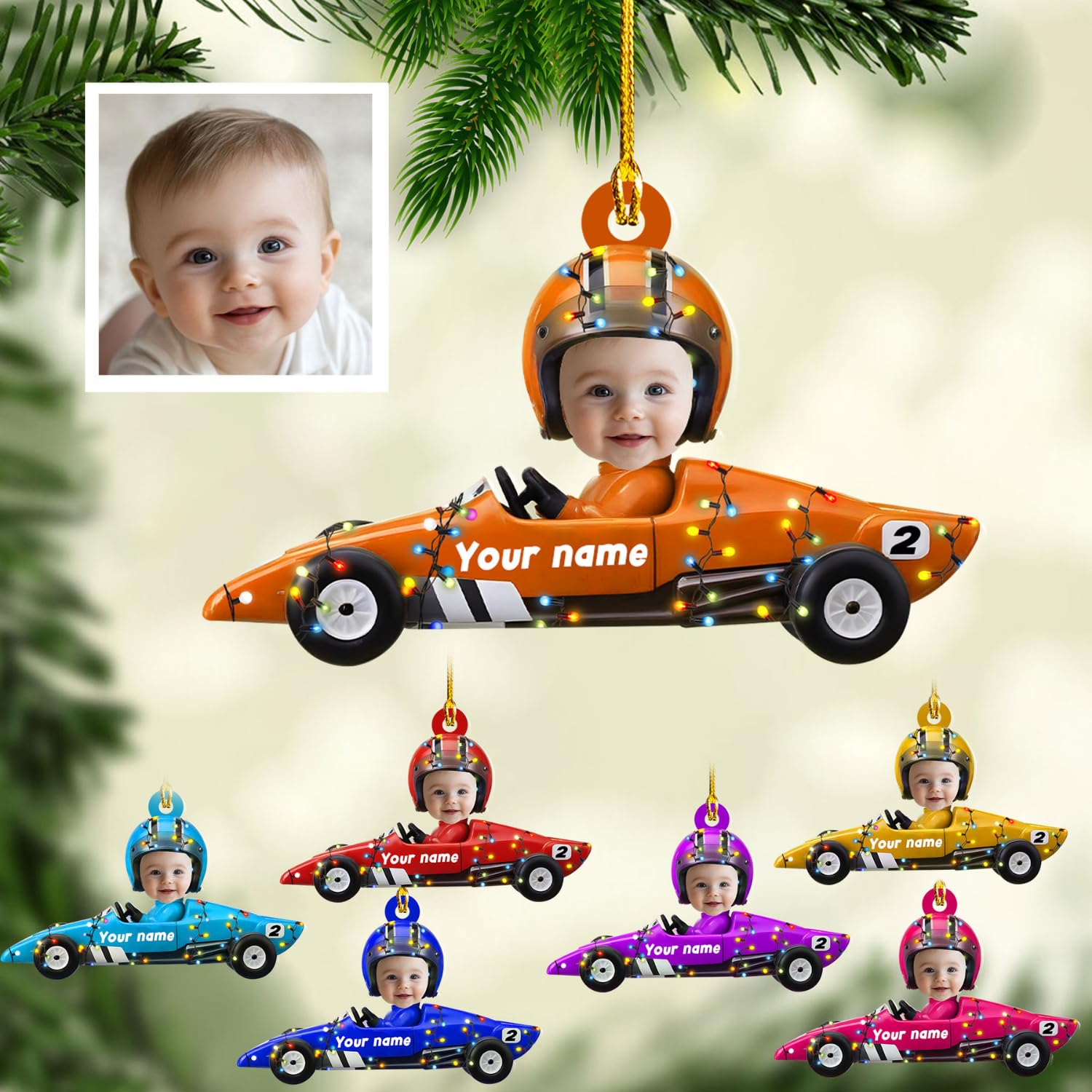 Amazon.com: Personalized Car Racing Ornaments, Customized Car Racing ...
