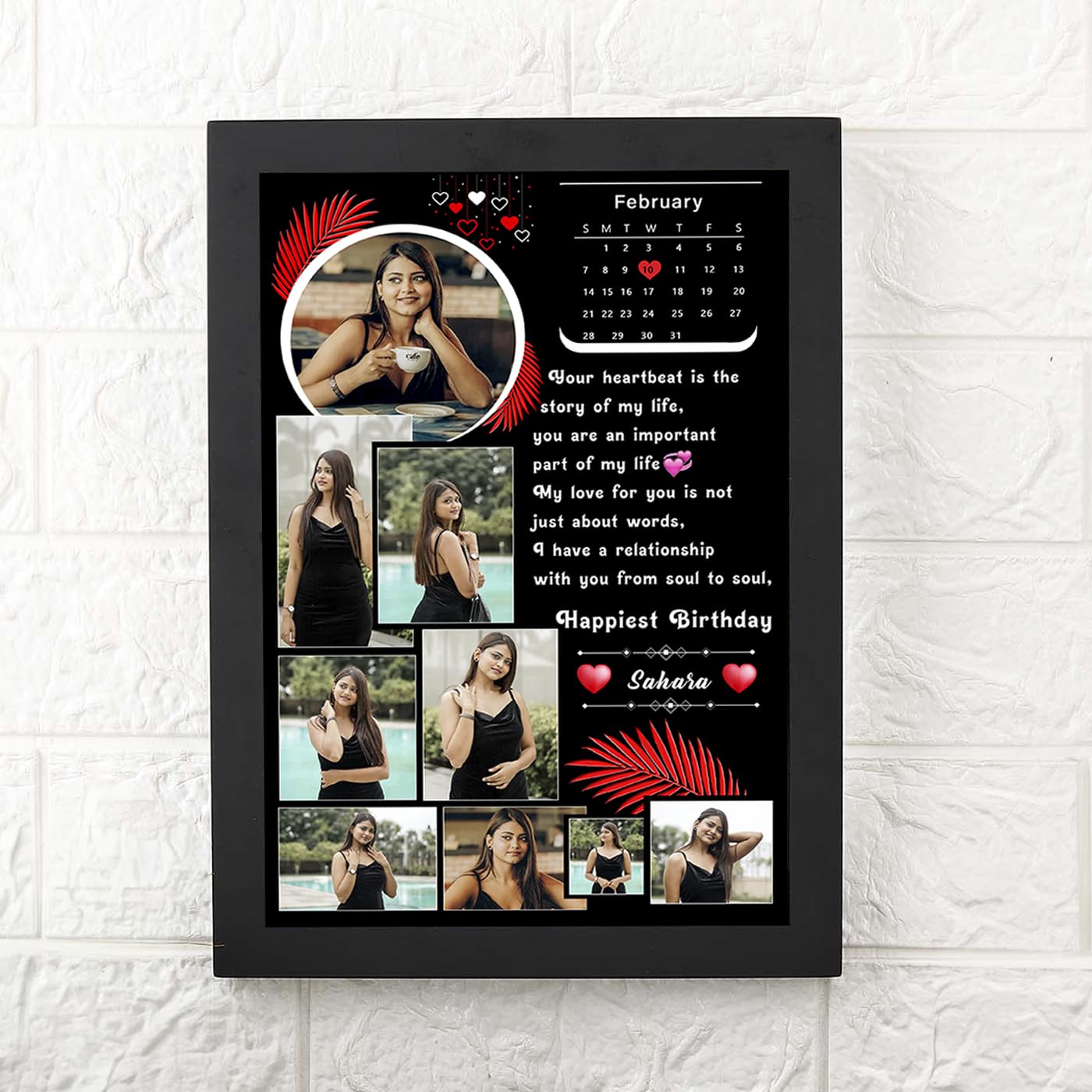 MAKEPHOTOGIFTS Engineered Wood Customized Calendar Photo Frame For ...