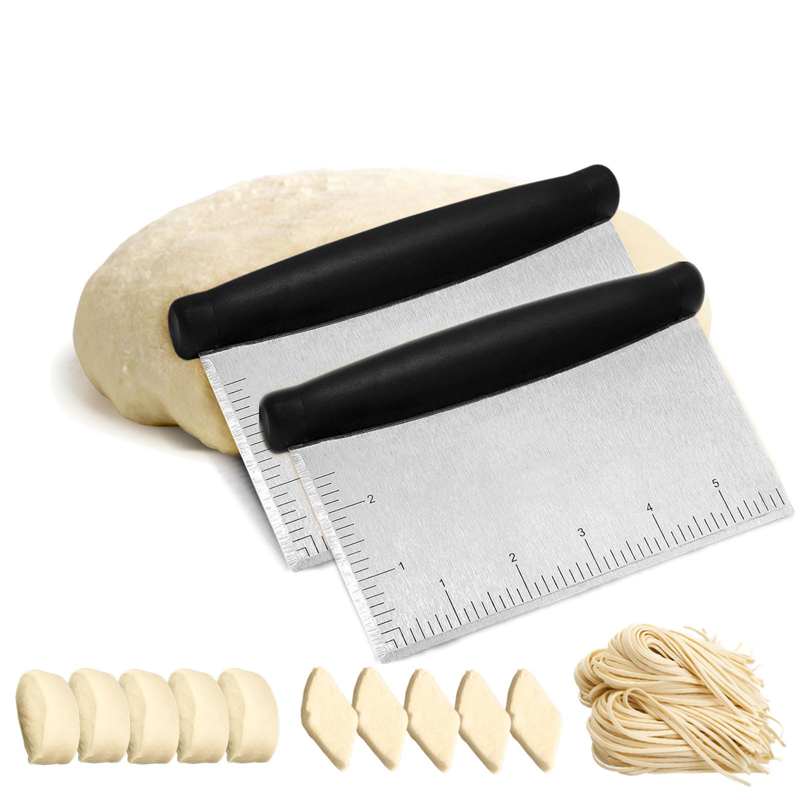 Amazon.com: 2er Pack Stainless Steel Pastry Blender Cutter and Bench ...