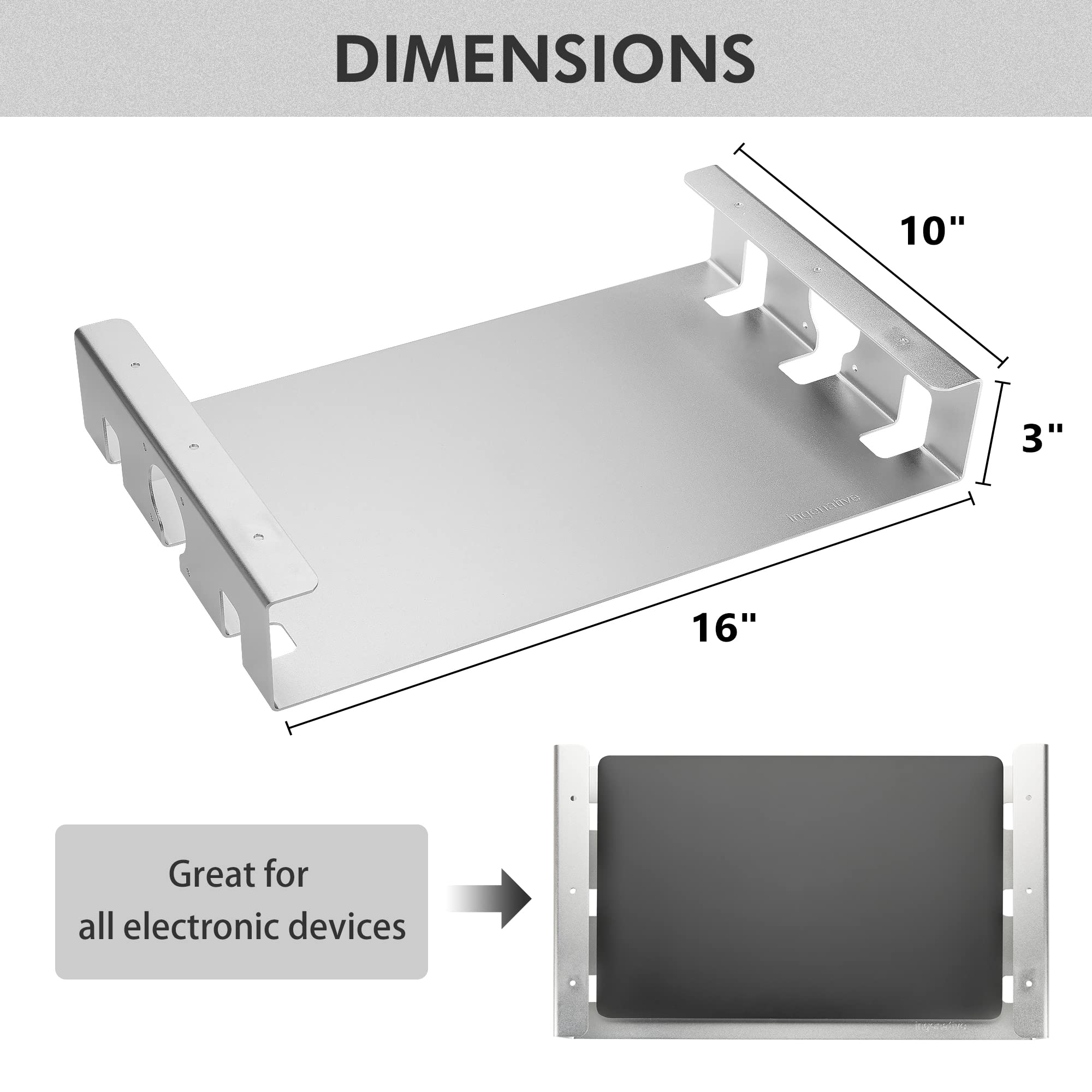 Under Table Shelf - Shelf for Laptop, PC,Mac Mini, Computer, and Gadget ...