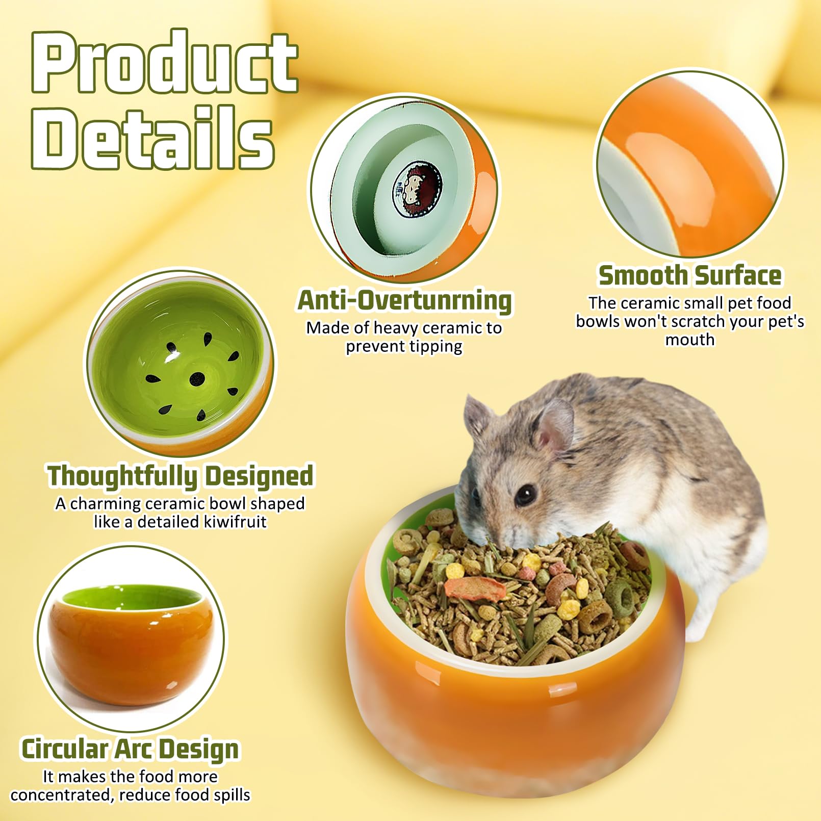 Snapklik.com : 2 Pcs Hamster Bowl, Ceramic Guinea Pig Water Bowl Small ...
