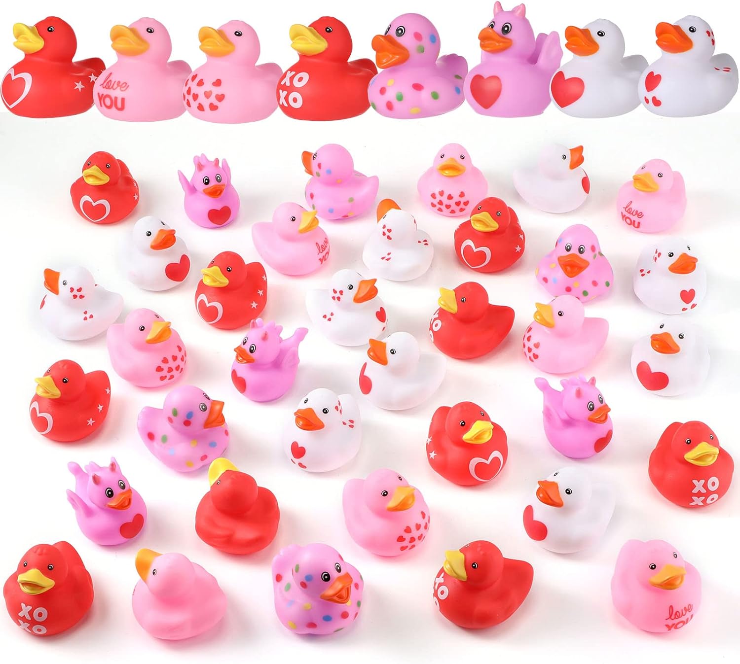 Amazon.com: Sratte 36 Pcs Valentine Ducks Rubber Ducks in Bulk 2 Inch ...