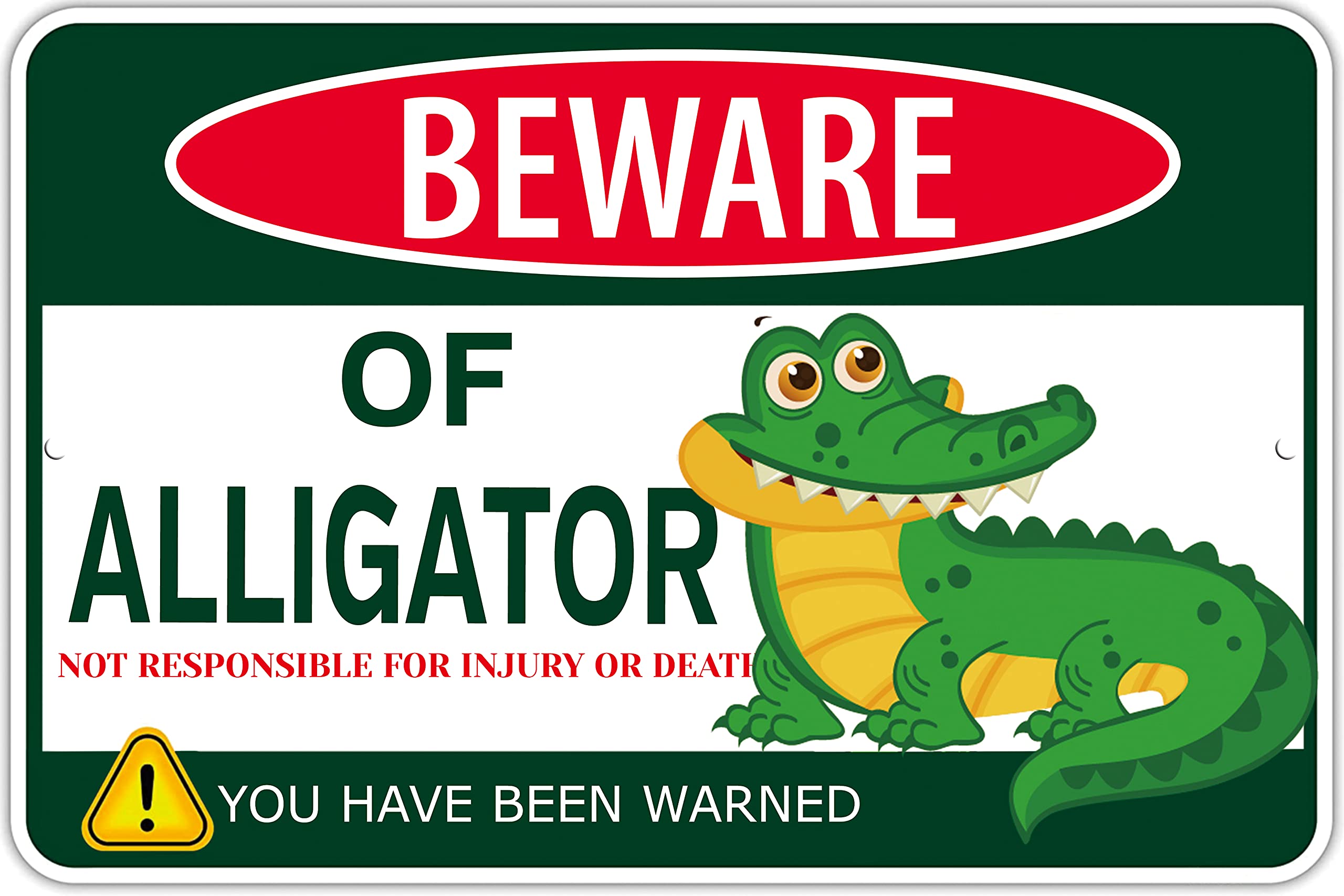 Beware Of Alligator Metal Tin Sign Funny Alligator Sign Gifts ...
