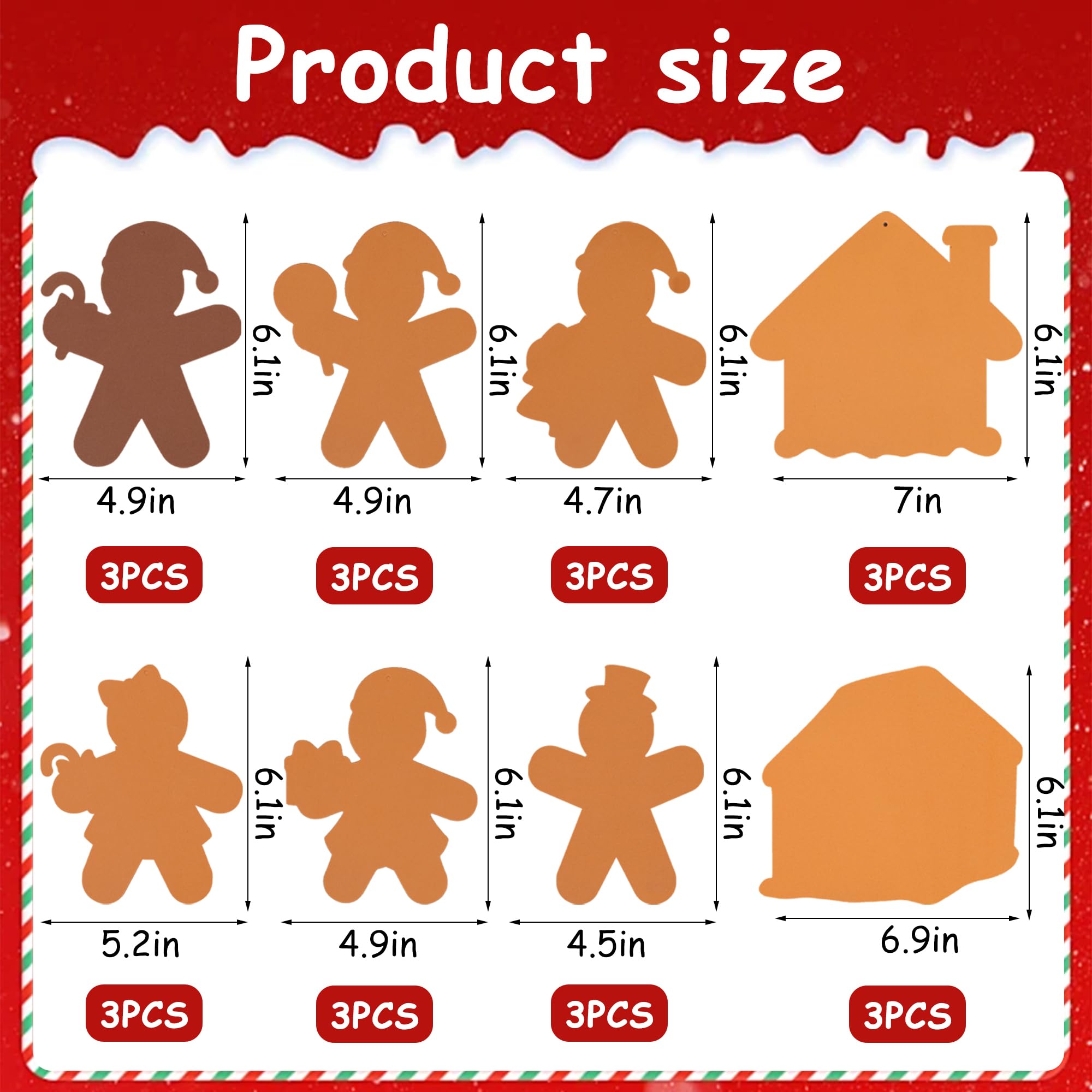 Snapklik.com : 24 Sets Gingerbread Foam Craft Kit DIY Christmas Arts ...