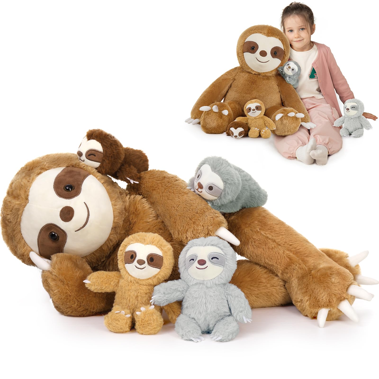 Leanbh Sloth Hugging Stuffed Ainmhithe Amazon.com: HUGIMALS Sam The