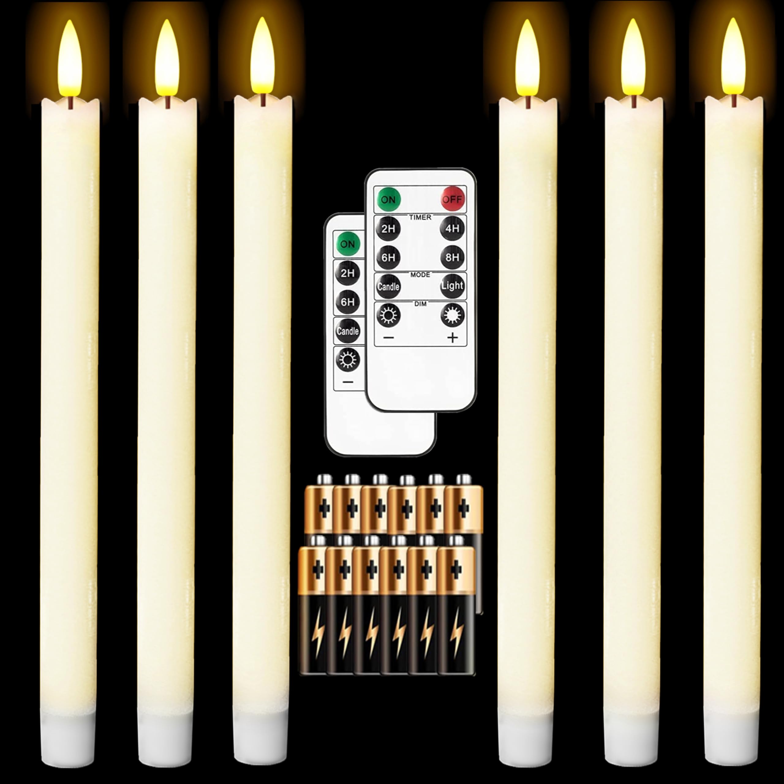 Amazon.com: AIMINER Real Wax LED Flameless Taper Candles,9.6 Inches ...