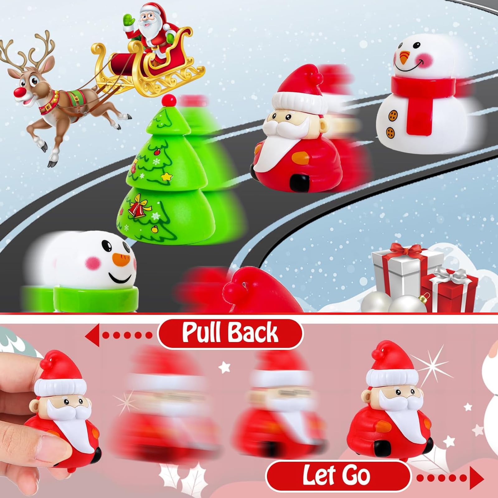 10 Pcs Christmas Pull Back Cars, Mini Christmas Racing Vehicles for ...