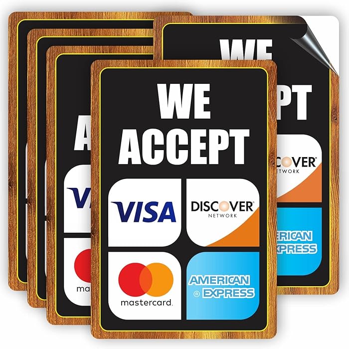 Buy We Accept Credit Card Stickers - (Pack of 12) 6" x 4" Large Gloss ...