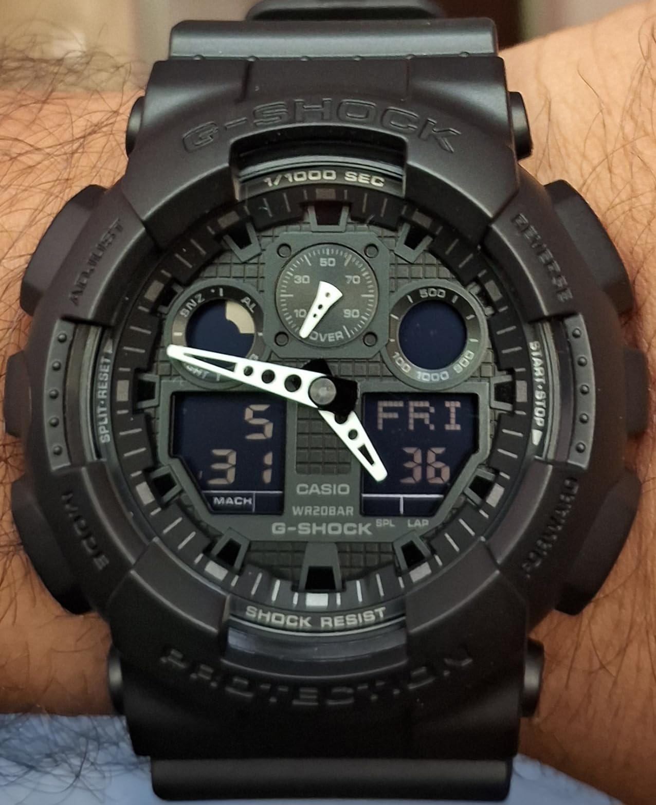 Casio G-Shock GA-100-1A1DR Analog-Digital Black Dial Men Watch Black ...