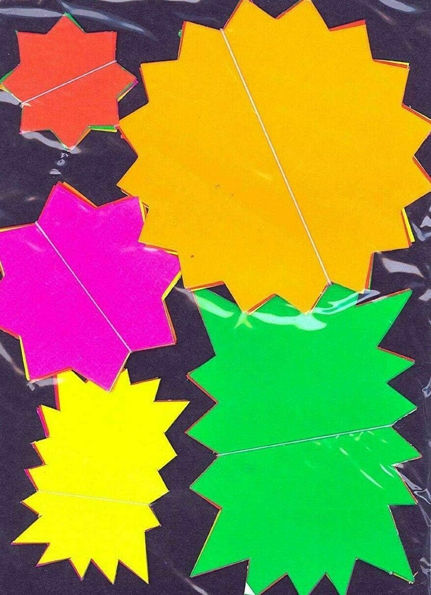 50 x High Visibility Neon Fluorescent Card Stars School Display Market ...