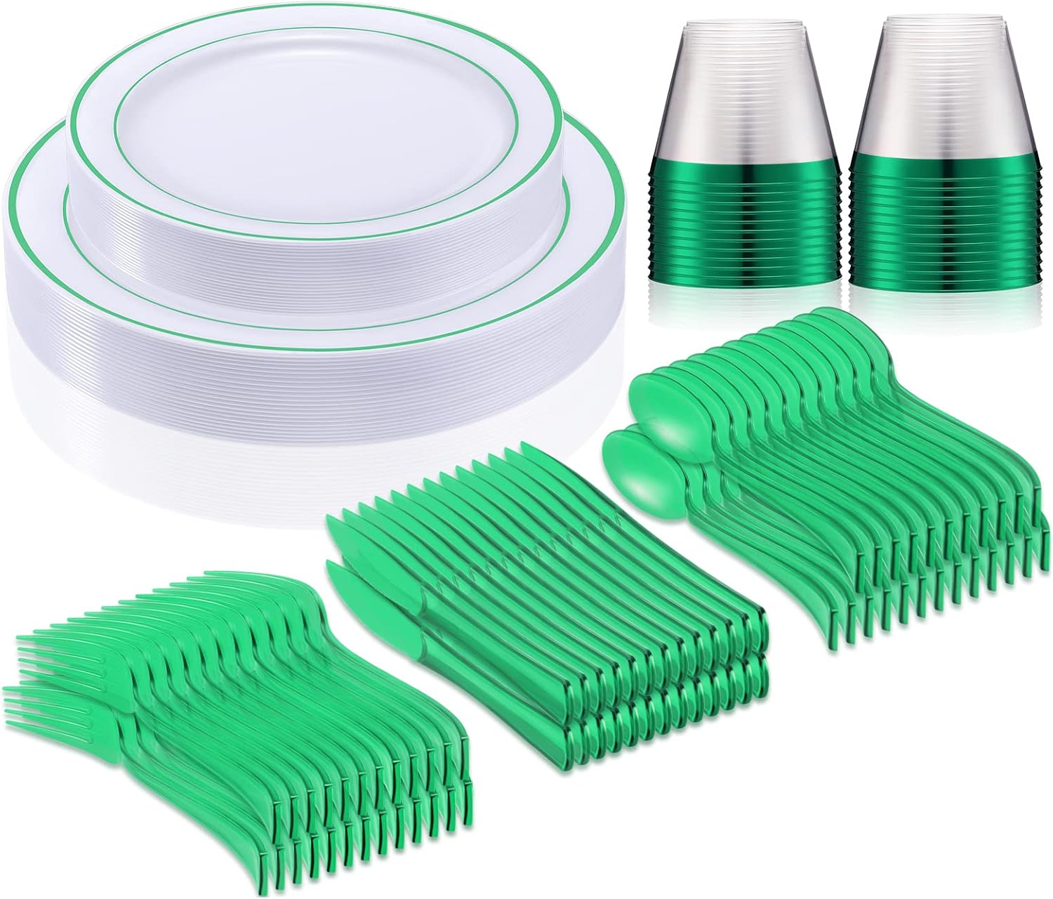 Amazon.com: Zubebe 150 Pcs Plastic Dinnerware Set for Party, Disposable ...