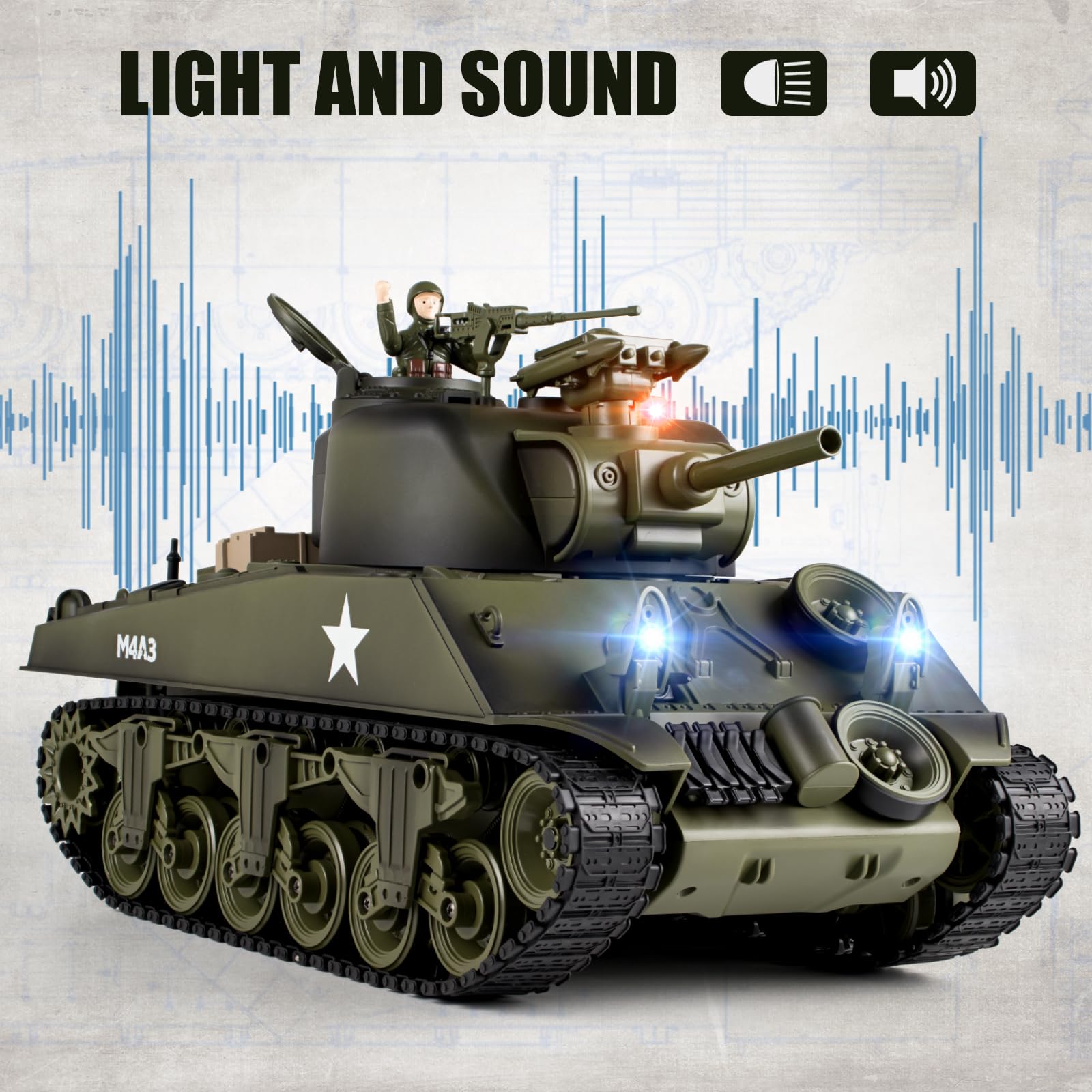 Supdex 1/18 Remote Control Tank That Shoot,2.4 G RC US M4A3 Sherman ...
