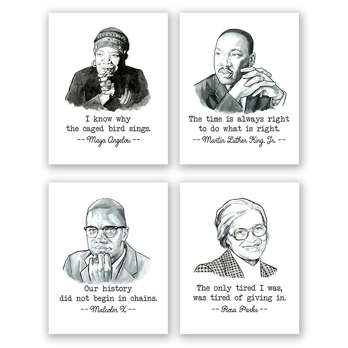 Buy Civil Rights Posters - Set of 4 Black History Wall Art Prints ...