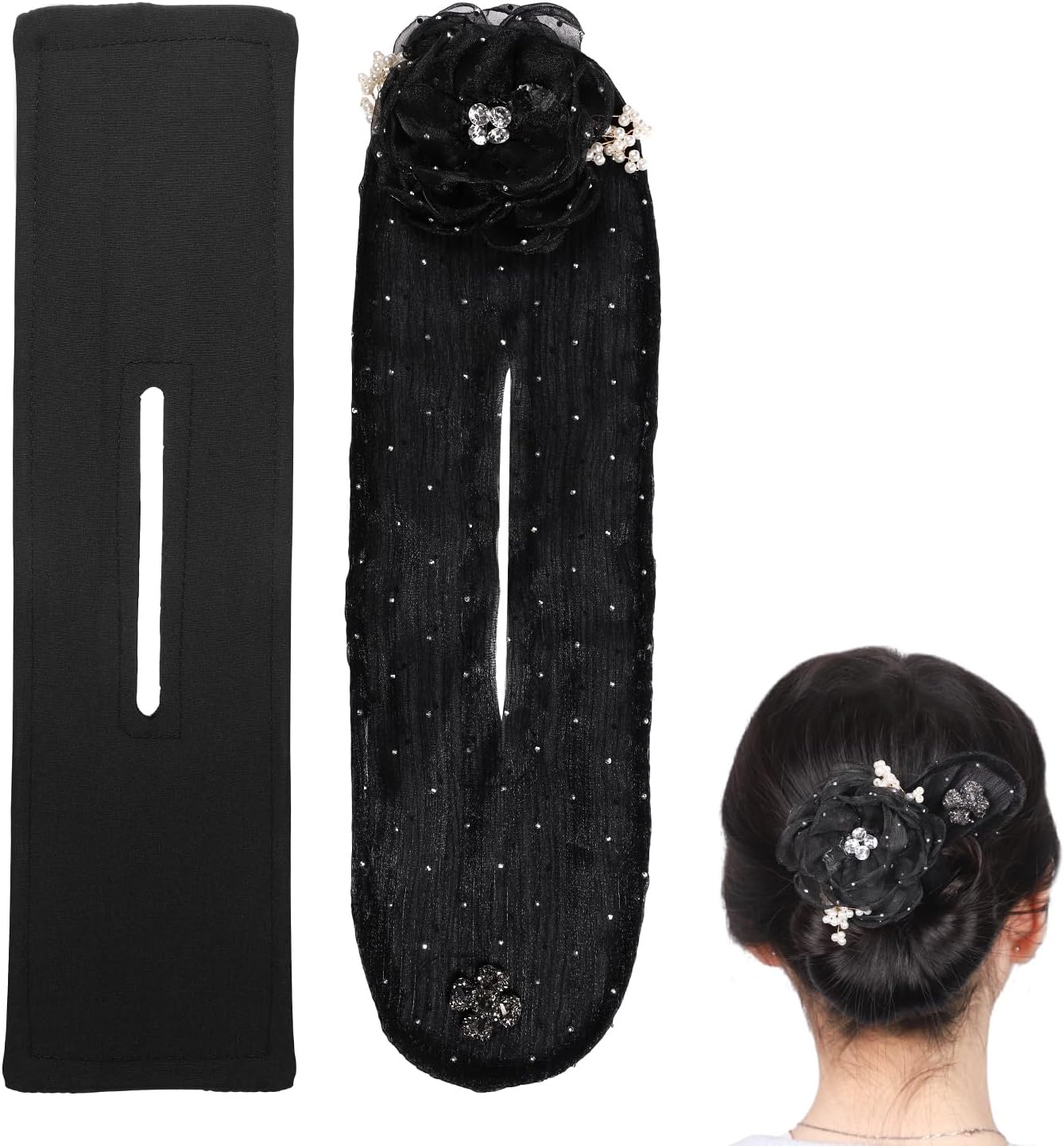 Amazon.com: Feetcant Flower Hair Bun Maker, Sheer Fabric Mesh Twister ...