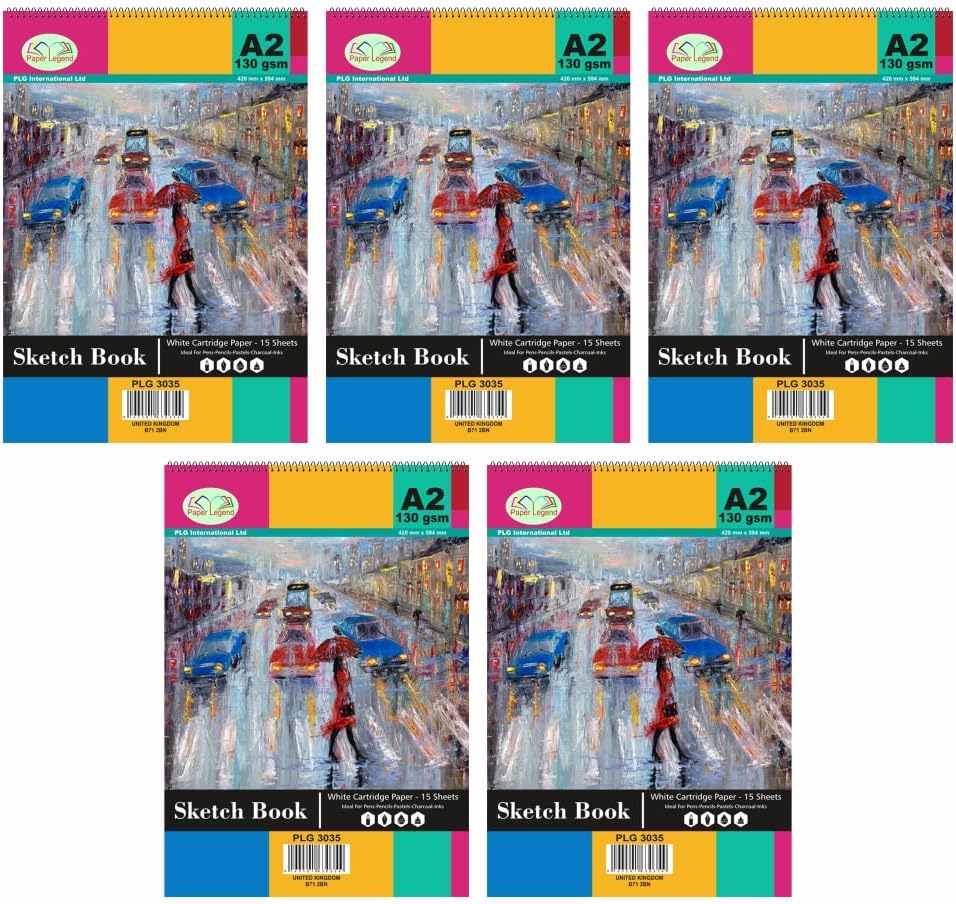 Large A2 Drawing Pad, 15 Sheets of 130 GSM Paper, Spiral Bound Artist Sketch Pad Book, Durable ...