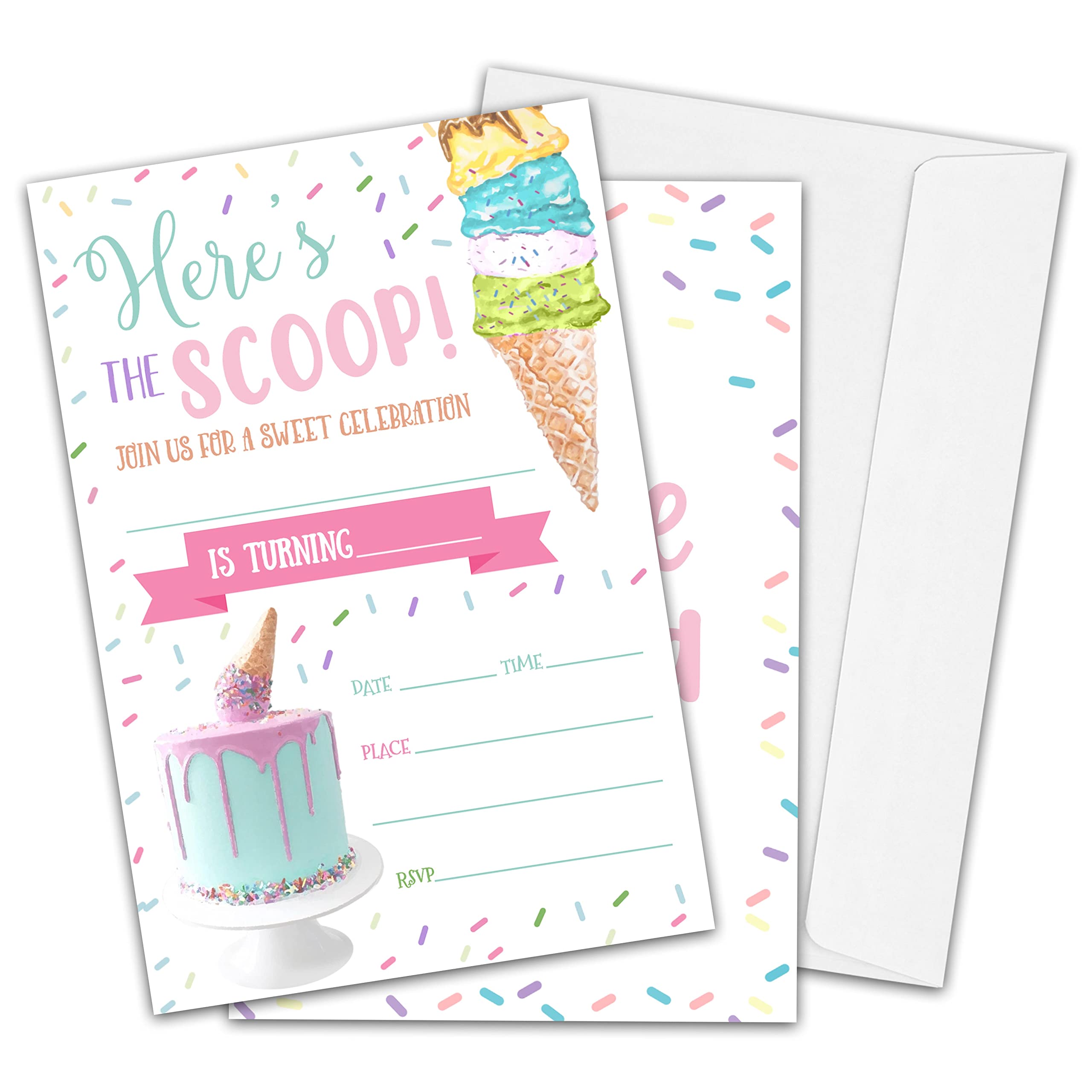Ice Cream Birthday Party Invitations Fill In Ice Cream First Birthday