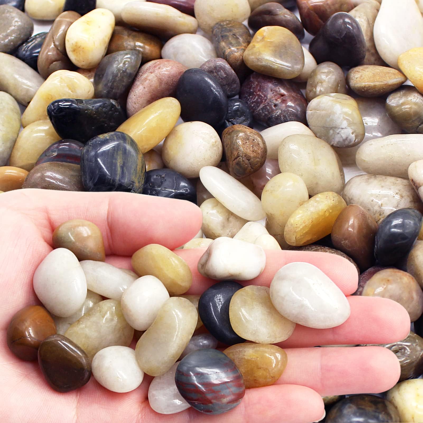 LONTOM 2.2LB Decorative Polished Pebbles for Plants, Natural Mixed ...