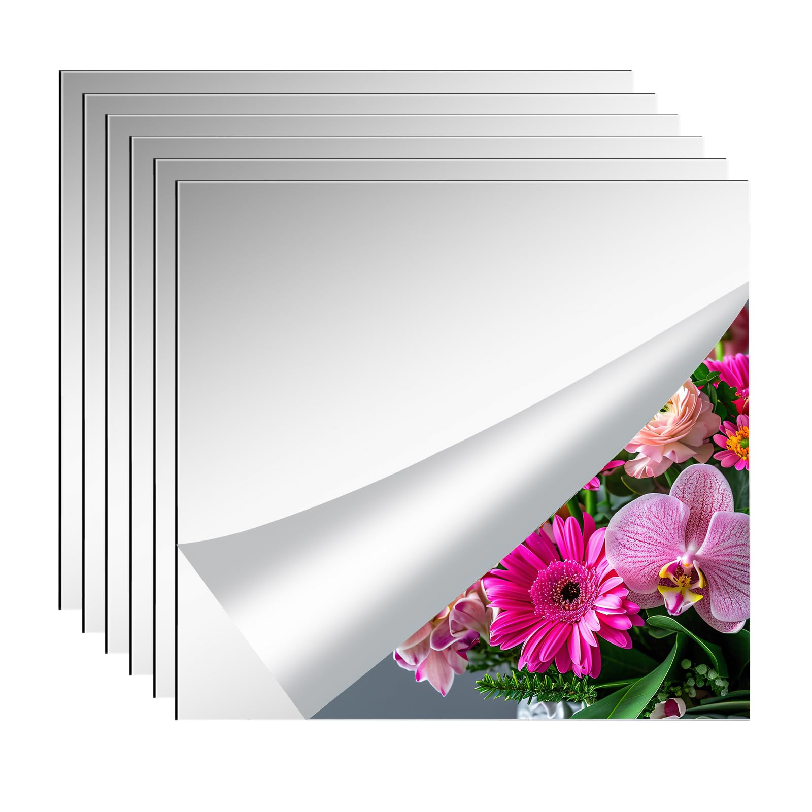 6Pack Acrylic Mirror,7.8x7.8 Inch Self Adhesive Acrylic Tiles 2mm Thick ...
