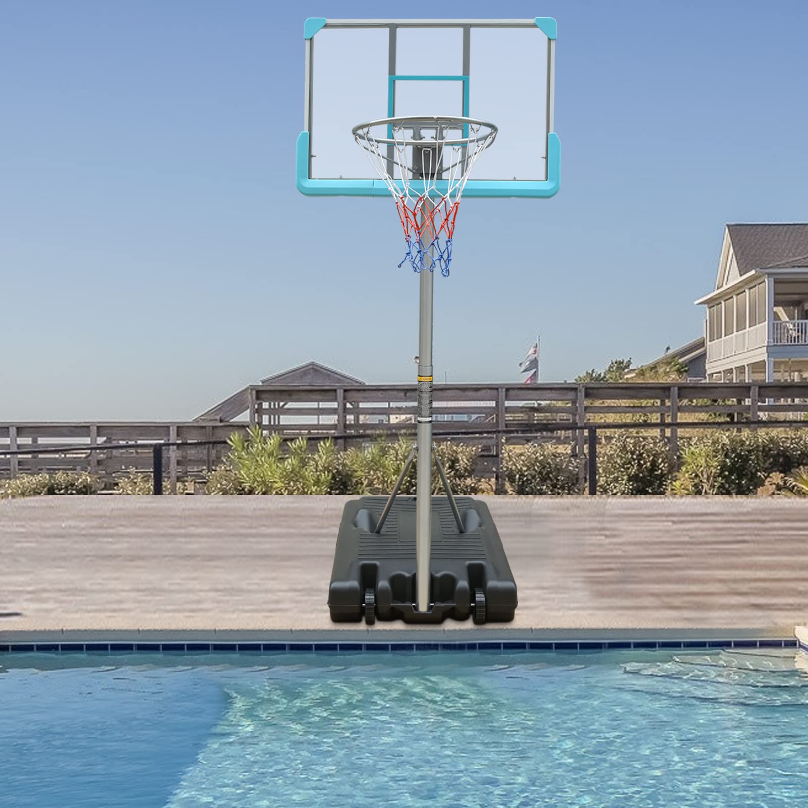Portable Pool Basketball Hoop & Goal Basketball System Stand Height ...