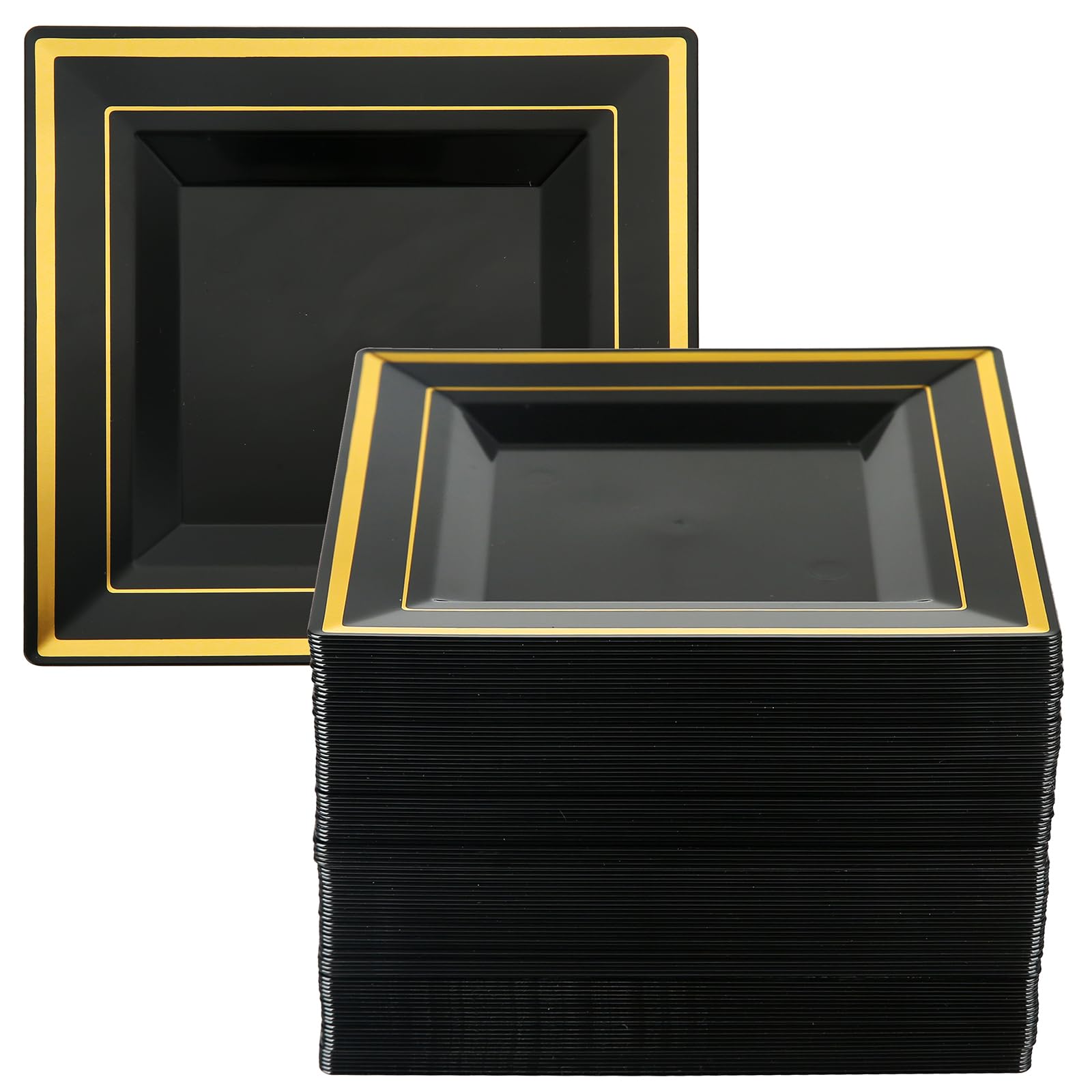 Amazon.com | 100pcs Black Dessert Plates 6.5" Square Plastic Plates ...