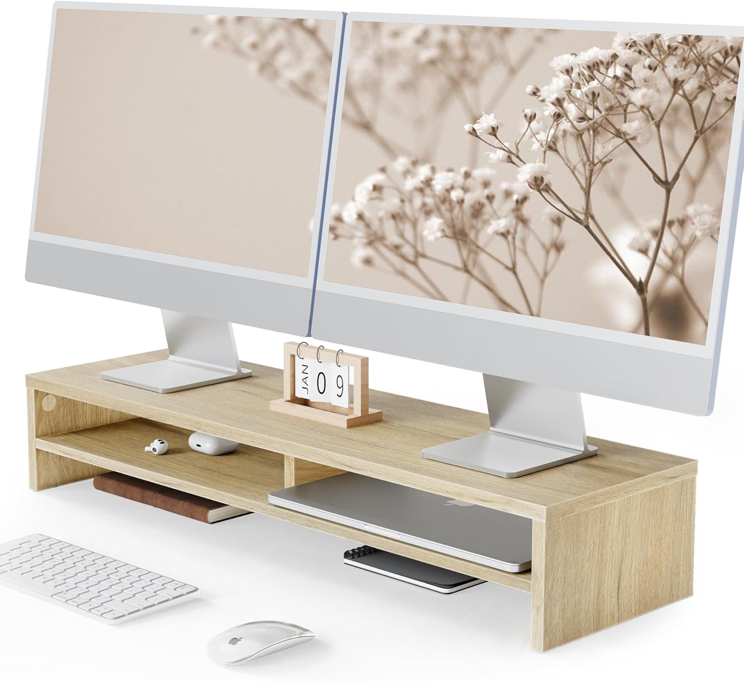 FENGE 2 Tiers Monitor Riser Stand Large Computer Laptop Stand with ...