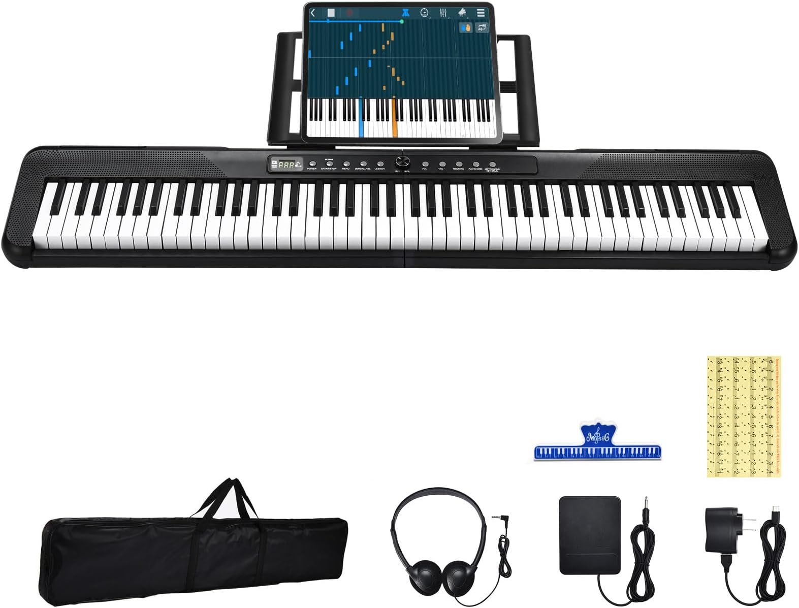 Amazon.com: 88 Key Digital Piano Full Size Semi Weighted Electronic ...