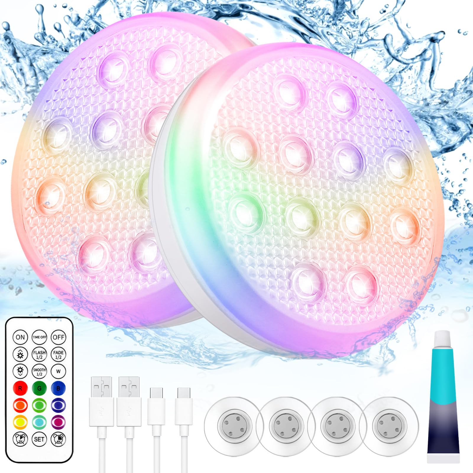 Amazon.com: Rechargeable Submersible Pool Lights with Remote - IP68 ...