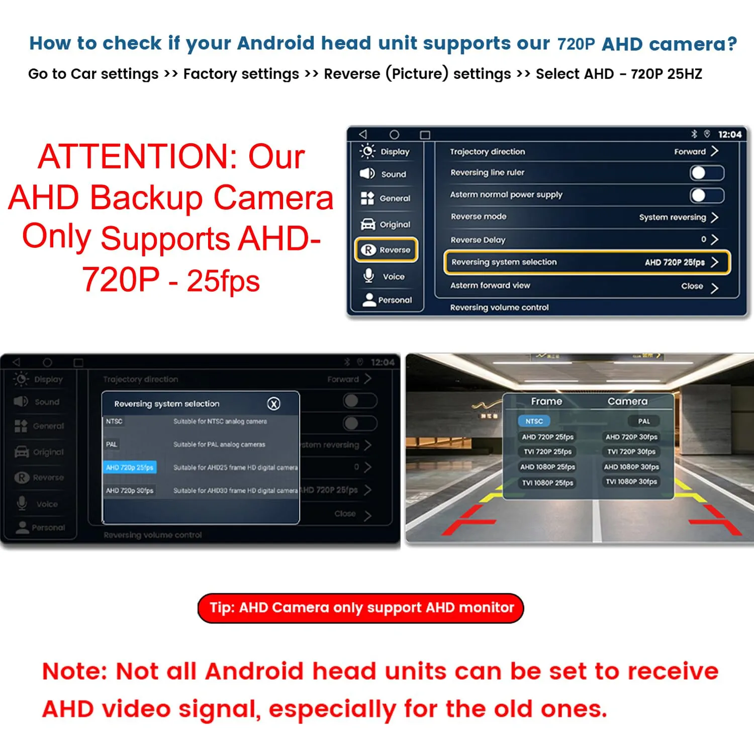 Buy Audio Wheels AHD 1080P Car Reverse Backup Camera for Universal ...