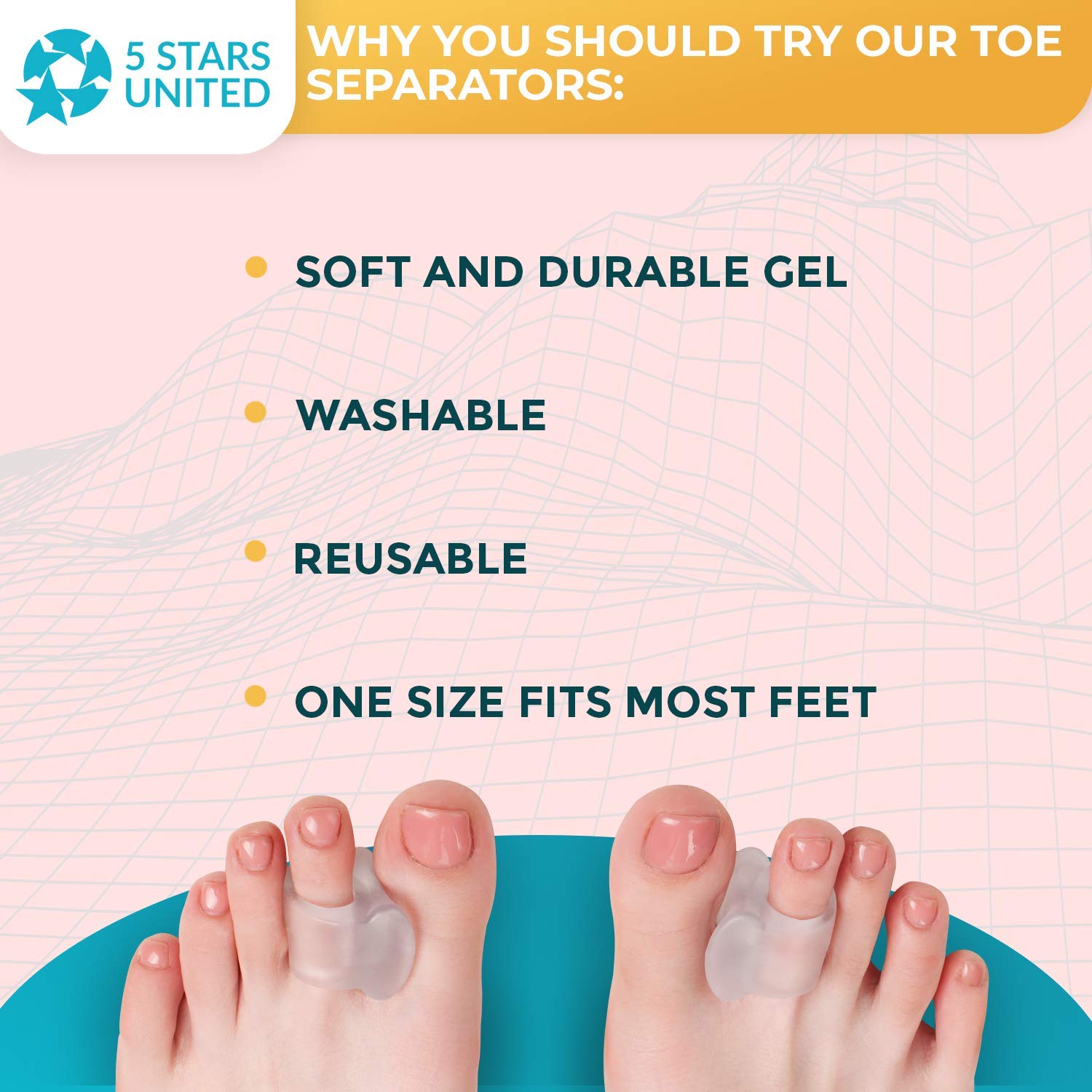 Buy Toe Separators Hammer Toe Straightener - 4-Pack Big Toe Spacers ...