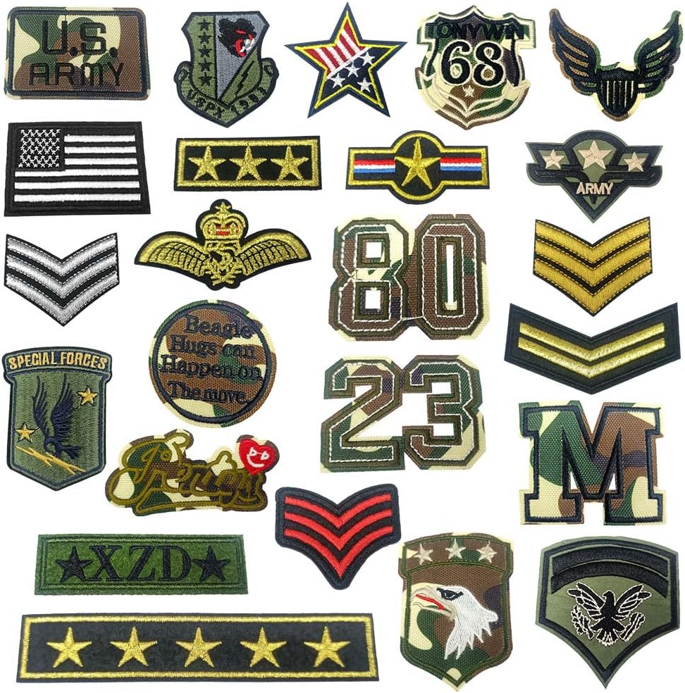 Amazon.com: 33Pcs Tactical Embroidered Patches Gold Color Morale Iron ...