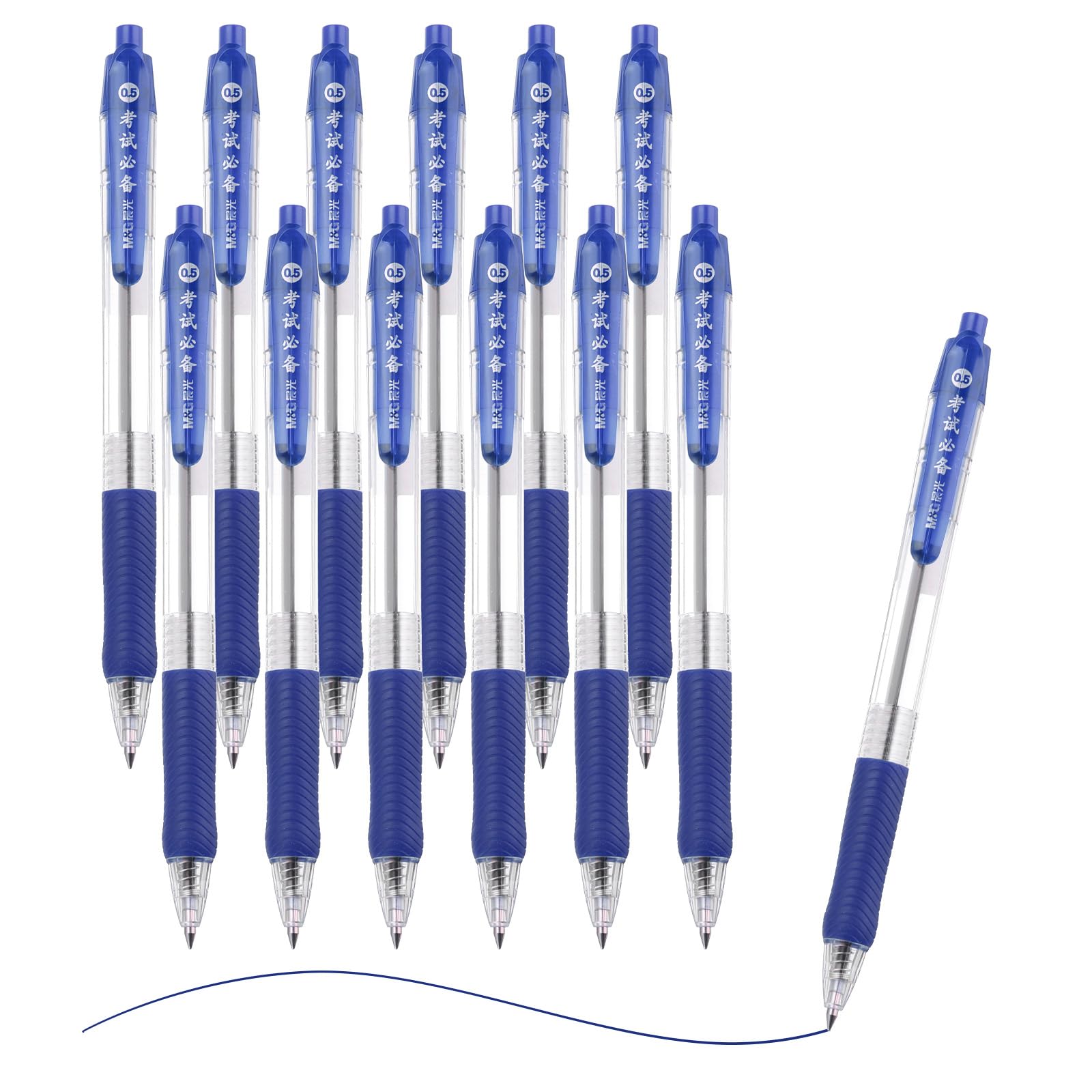 M&G Ballpoint Pen 0.5mm, 12pcs Retractable Fine Point Blue Ink Click ...