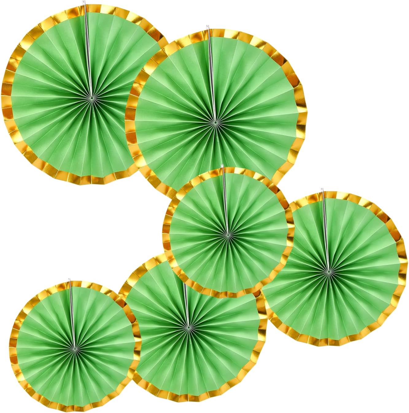 Amazon.com: Craftopia Party Paper Fans - Green & Gold - Set of 6 3D ...