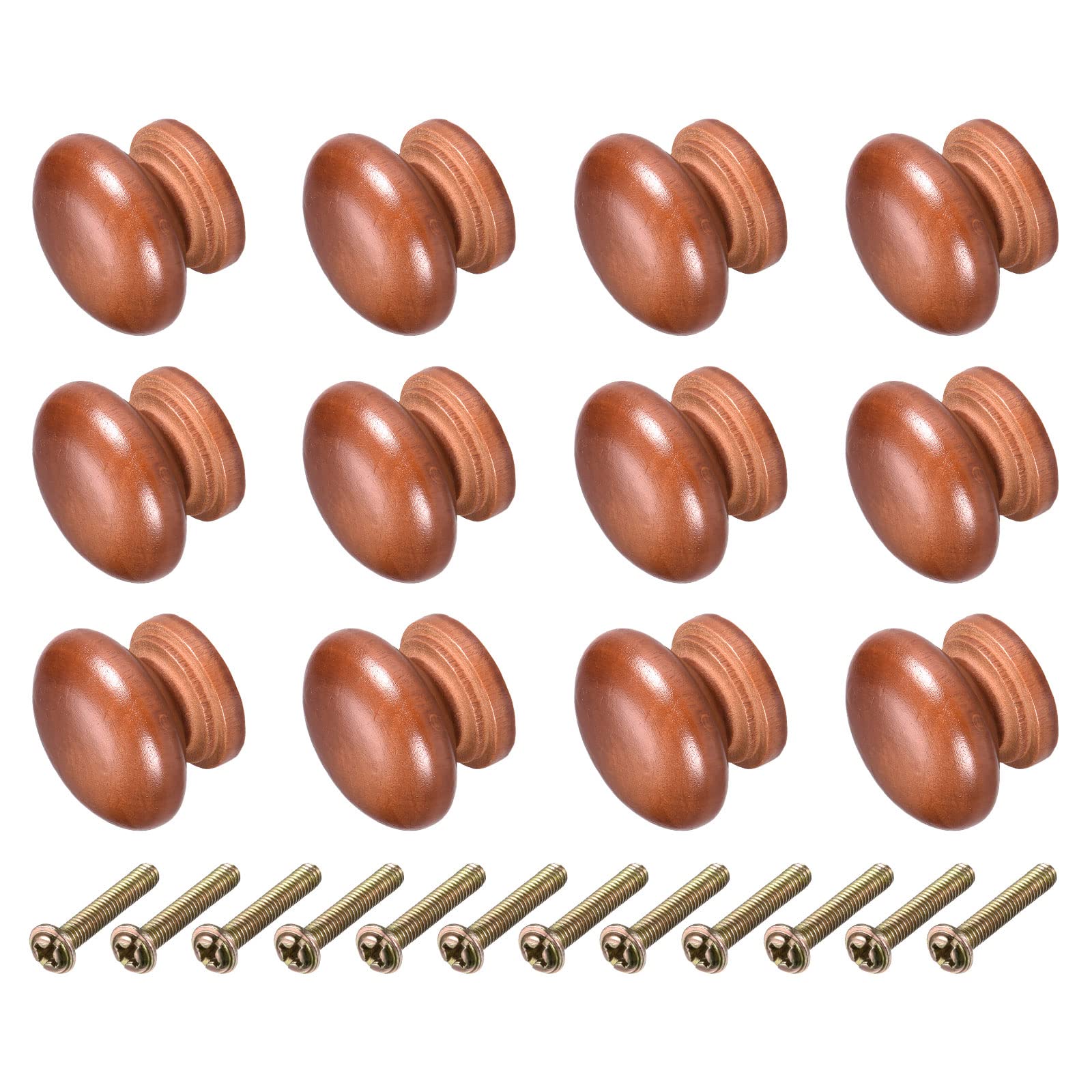 METALLIXITY Round Wood Drawer Knob, (35mm Dia) 12Pcs, Wood Pull Knobs ...
