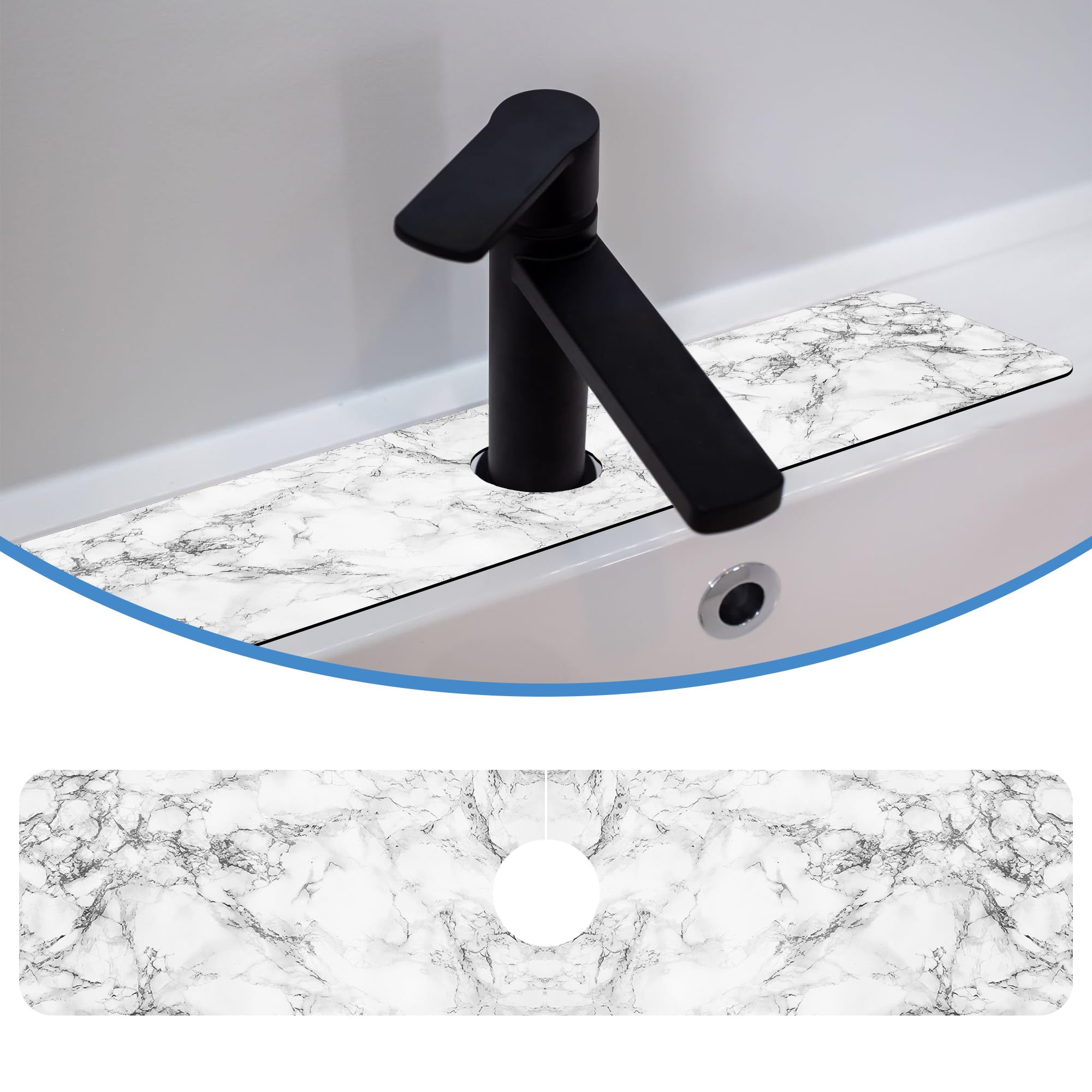 Amazon.com: Sink Faucet Mat Splash Guard White Marble Texture Faucet ...