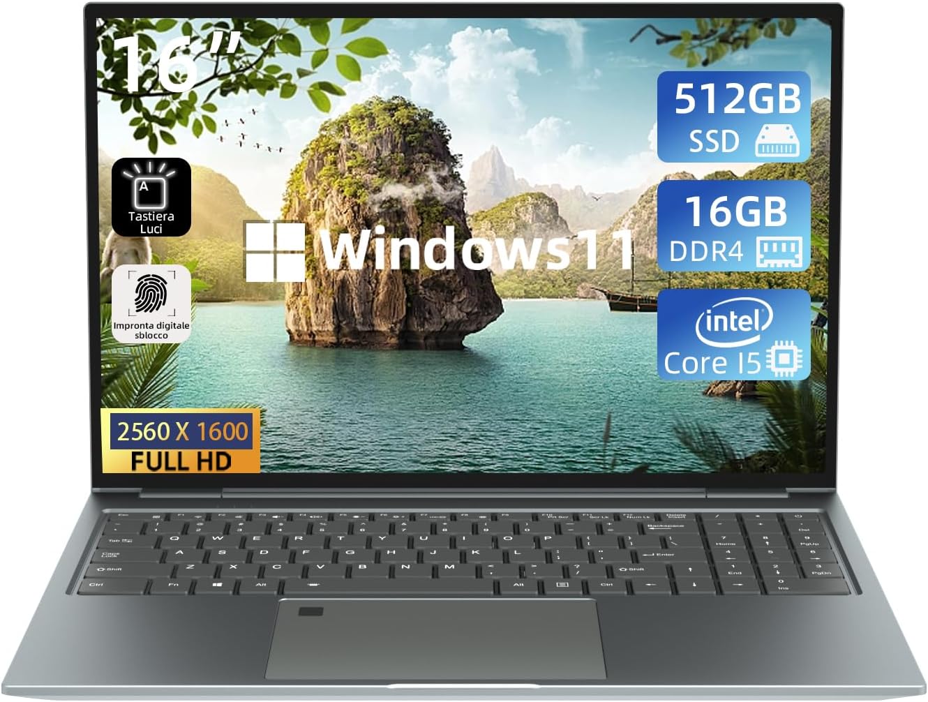 Morostron Laptop 16 Zoll Notebook Windows 11,16GB RAM 512GB SSD,Intel ...